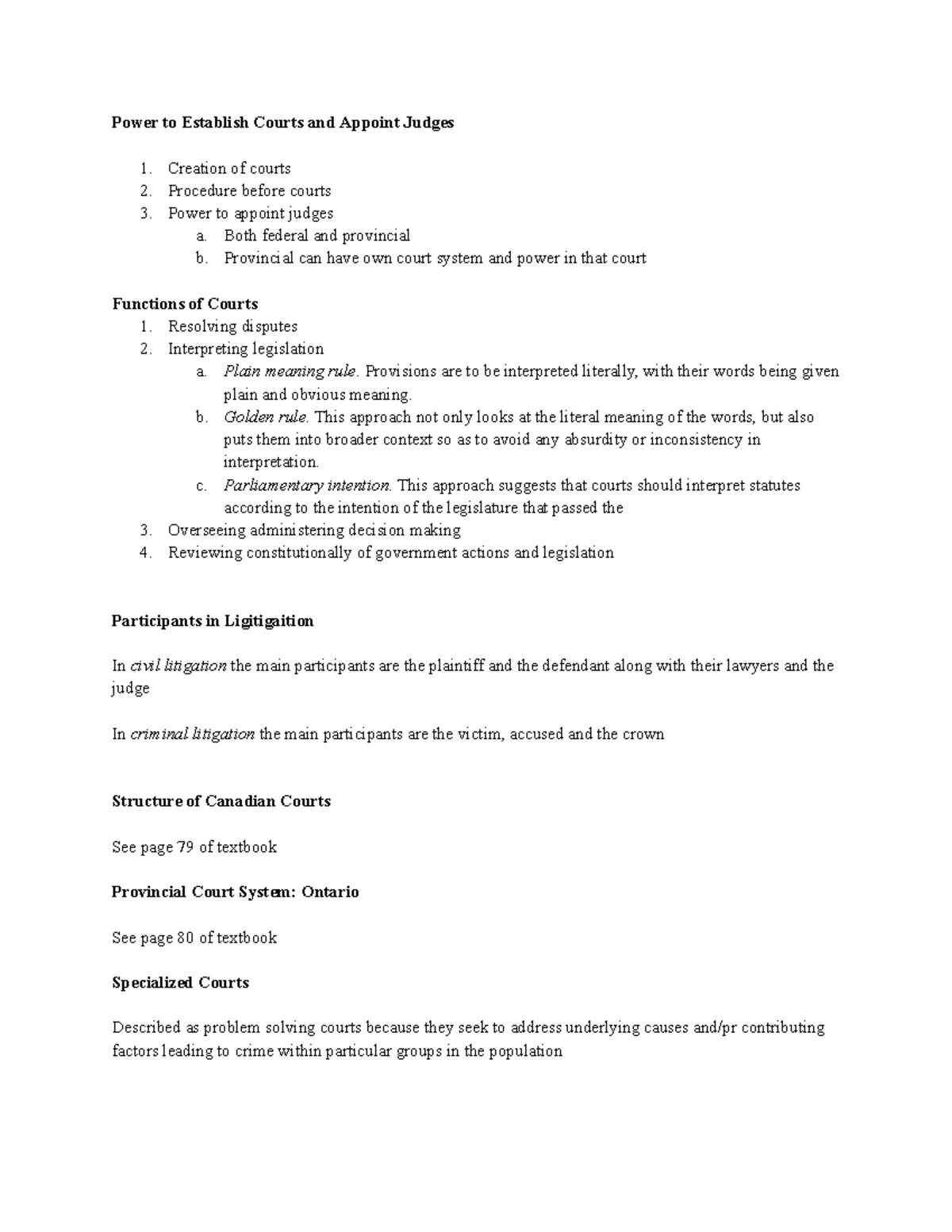 Test 2 Notes - Power to Establish Courts and Appoint Judges 1. Creation ...