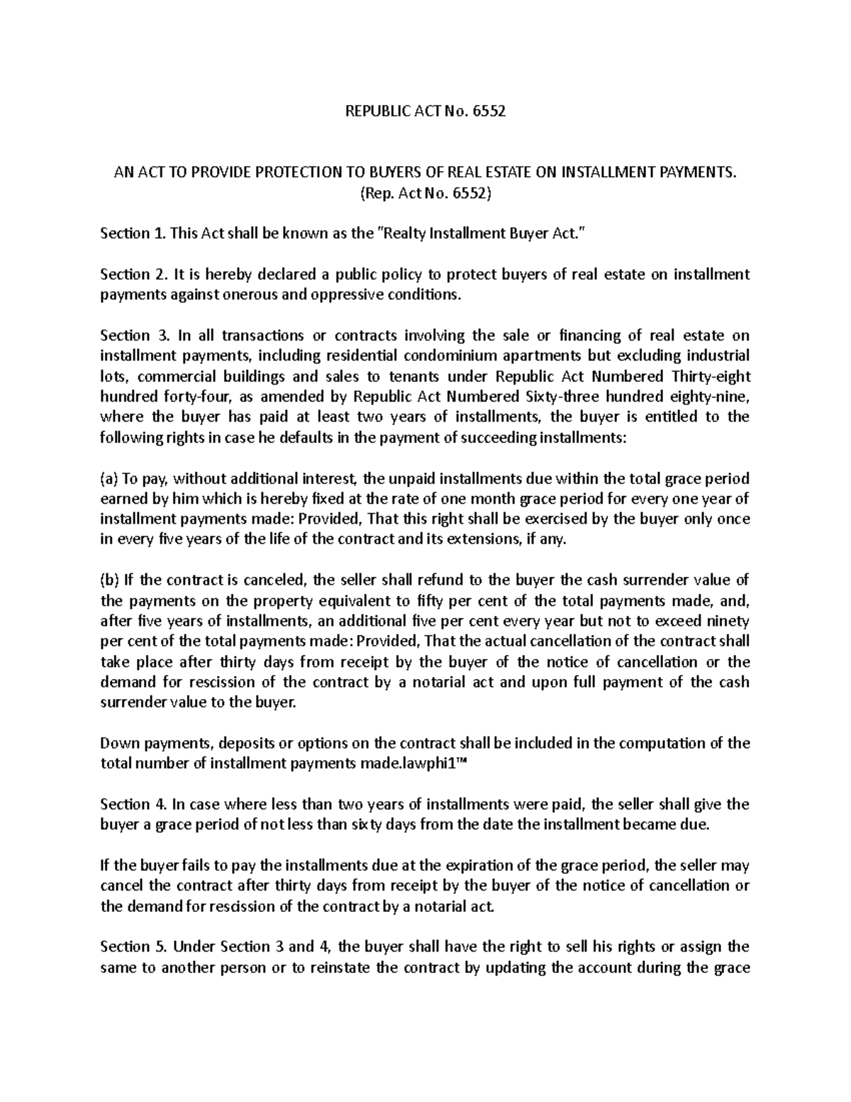 RA 6552 - republic act 6552 - REPUBLIC ACT No. 6552 AN ACT TO PROVIDE ...