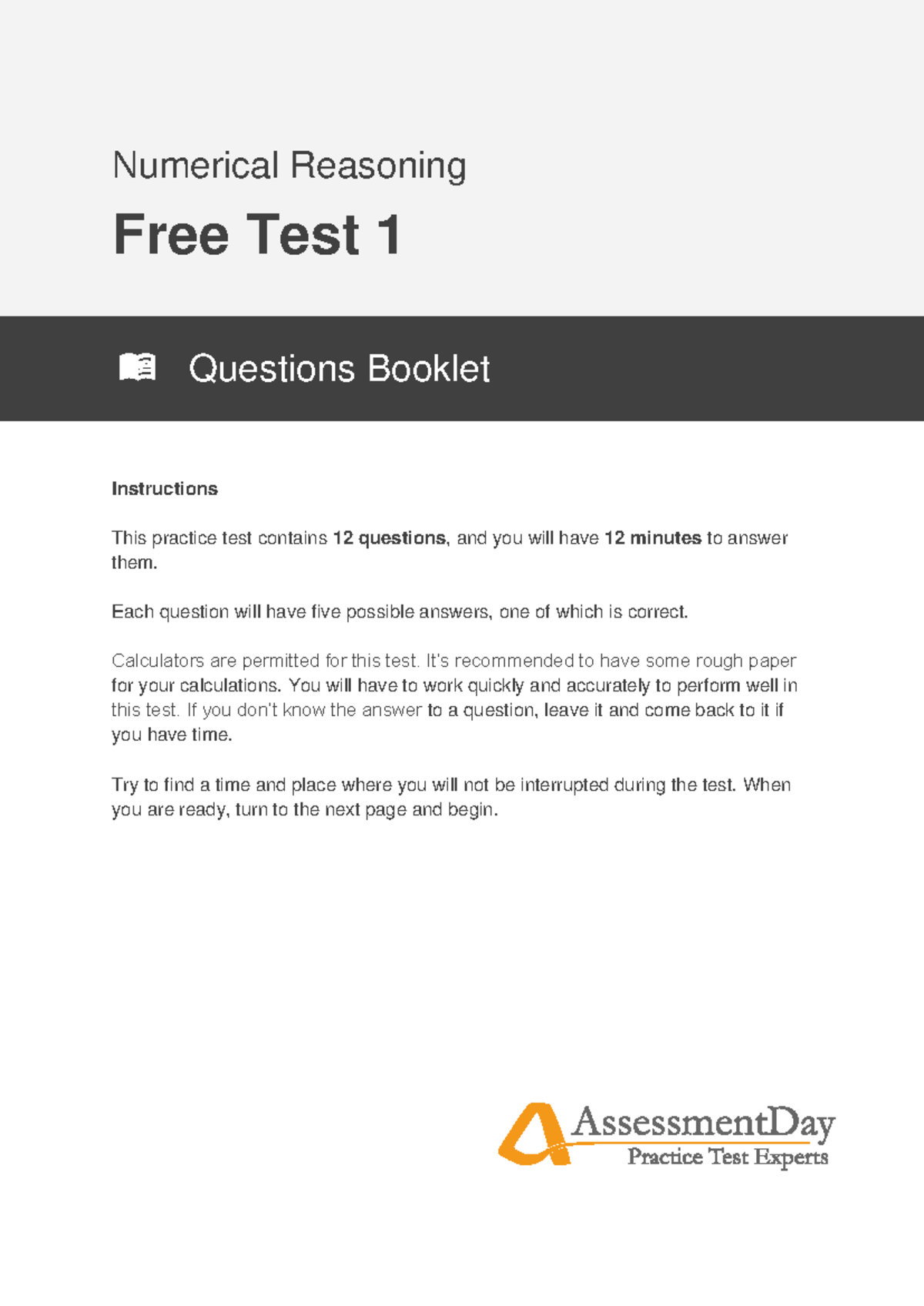 Numerical Reasoning Test1 Questions - Numerical Reasoning Free Test 1 ...