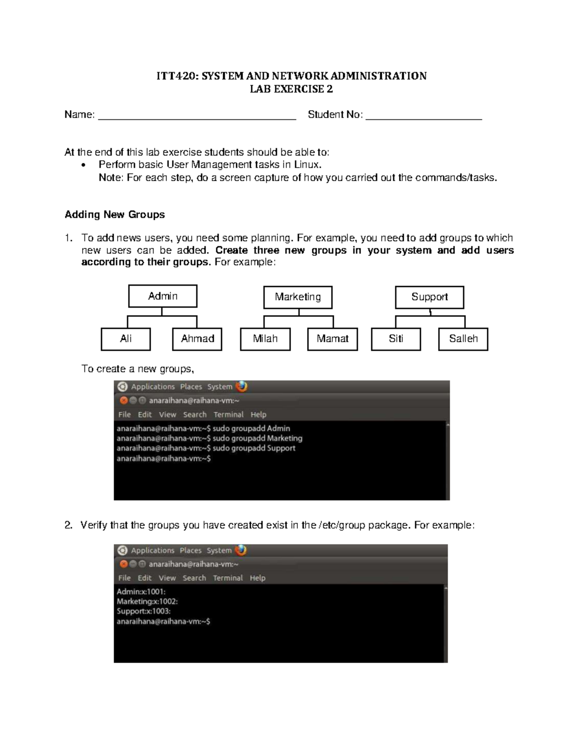 ITT420 Lab 2 - Lab 2 - ITT420: SYSTEM AND NETWORK ADMINISTRATION LAB EXERCISE 2 Name: - Studocu