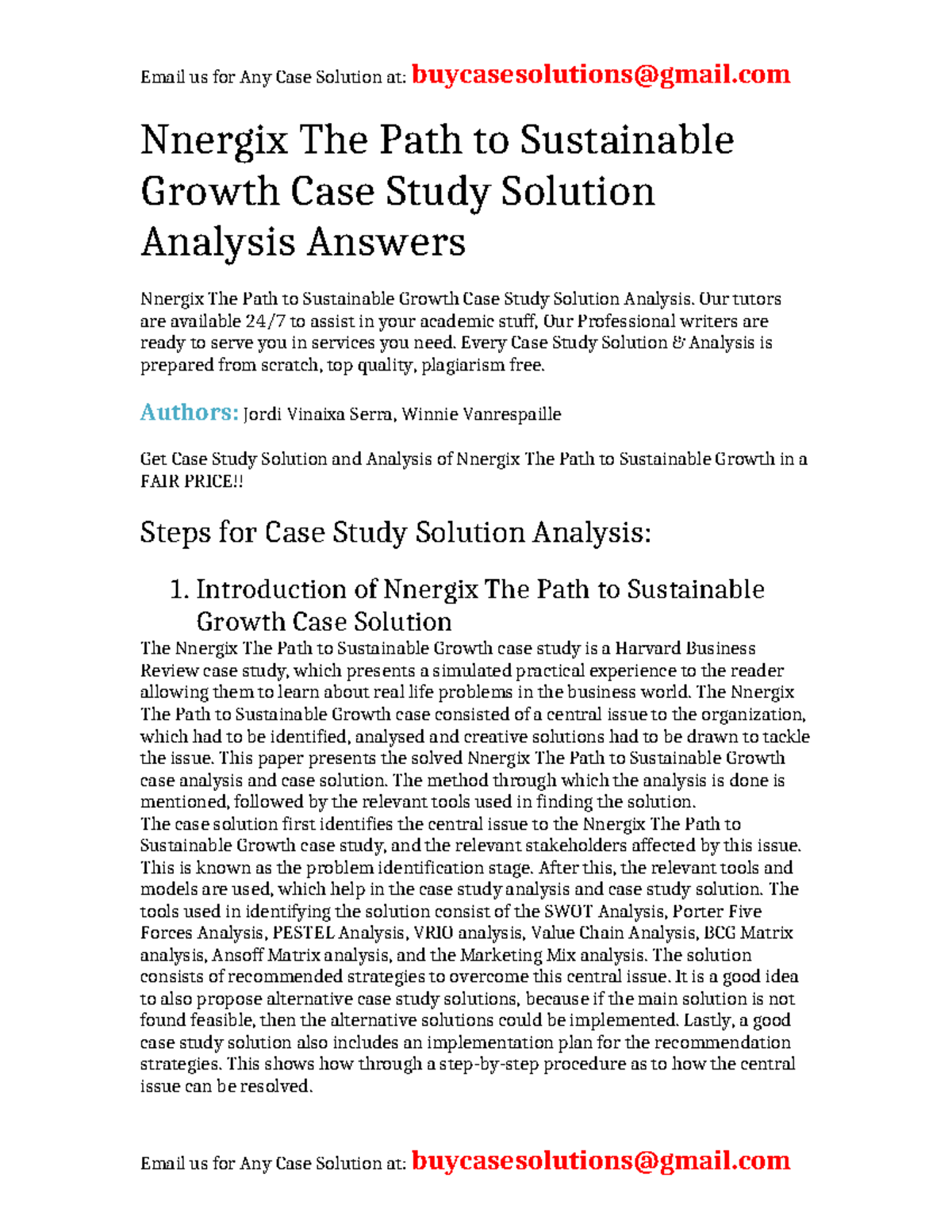 Case Solution Nnergix The Path to Sustainable Growth - Nnergix The Path to Sustainable Growth ...