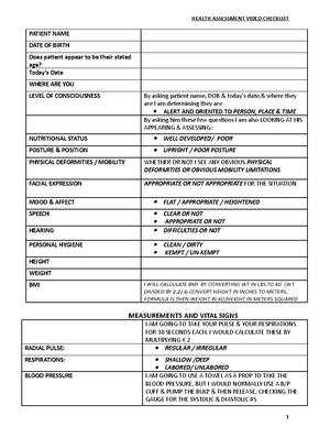 D222 Comprehensive Health Assessment Template - D222: Comprehensive ...
