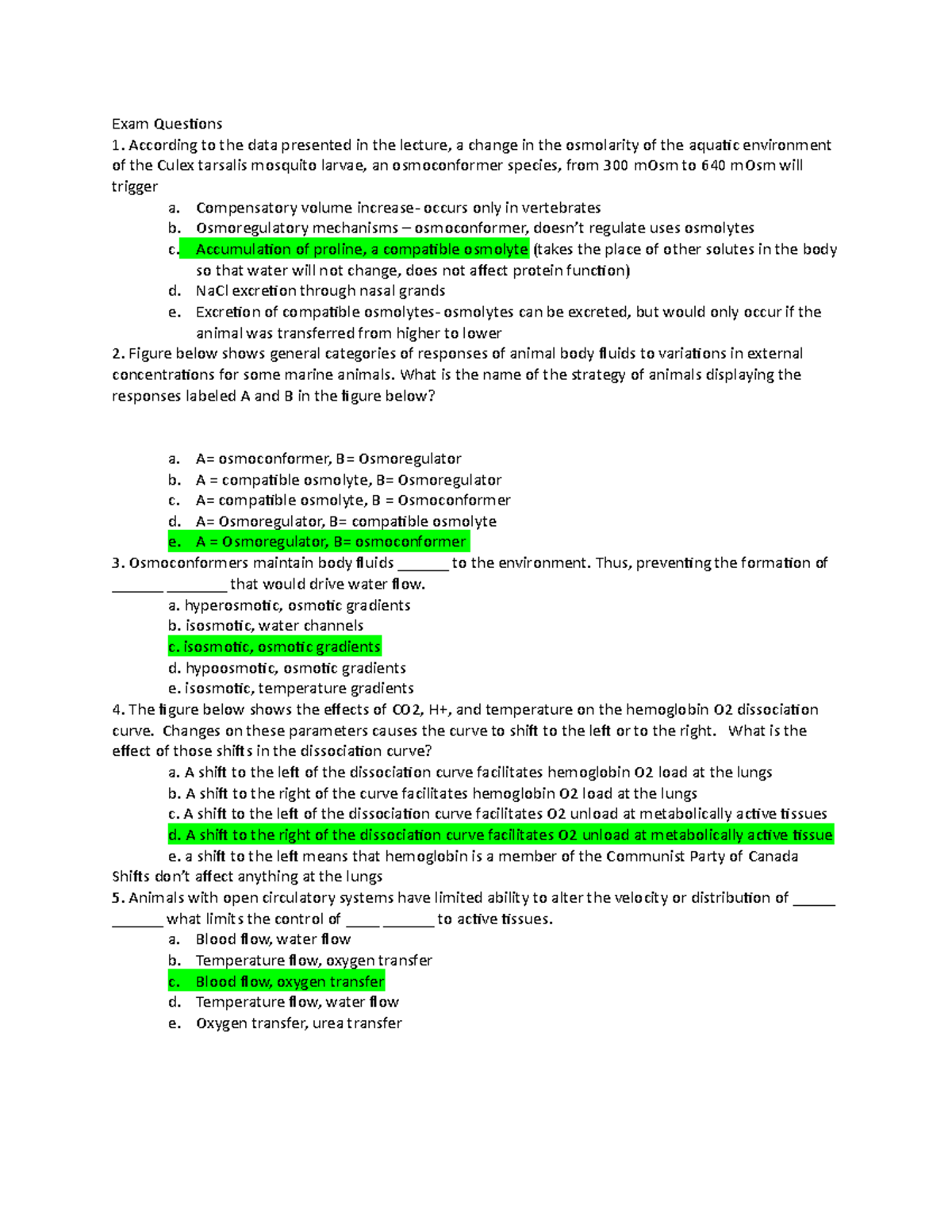 Practical - examples of exam questions - Exam Questions 1. According to ...