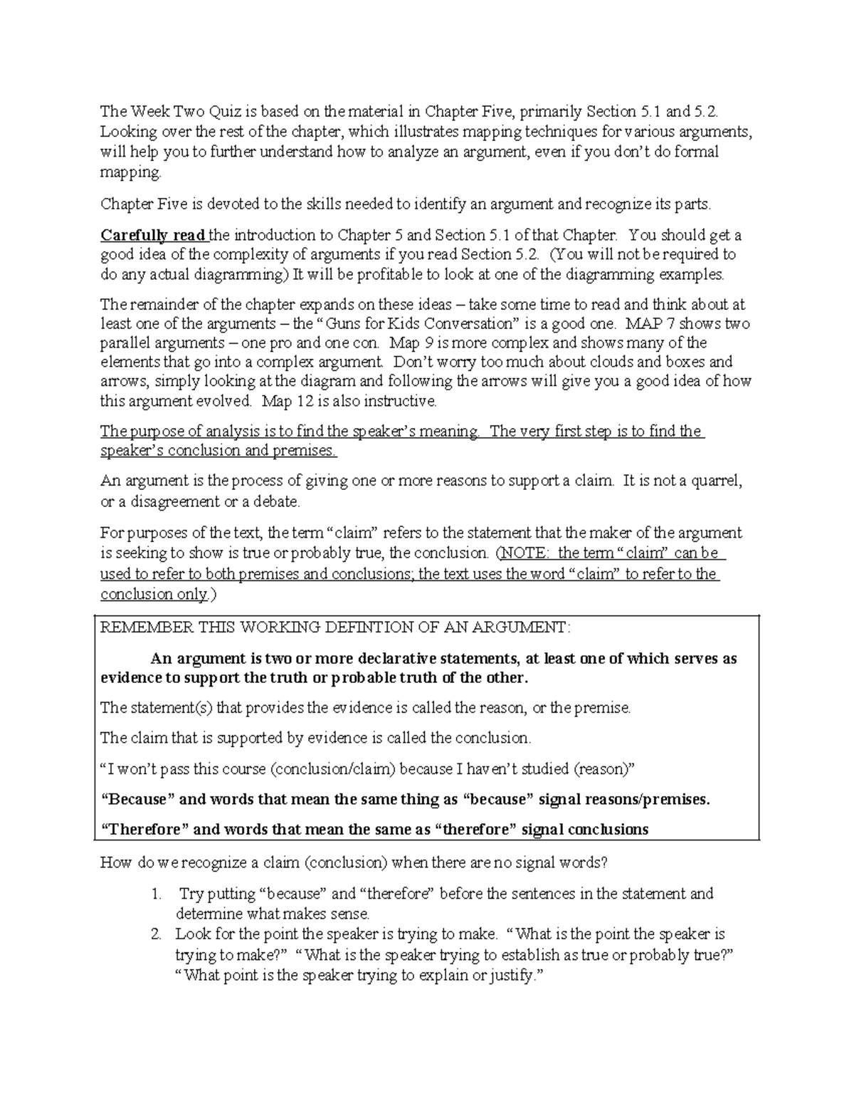 WEEK TWO Study Guide Expanded - The Week Two Quiz is based on the ...