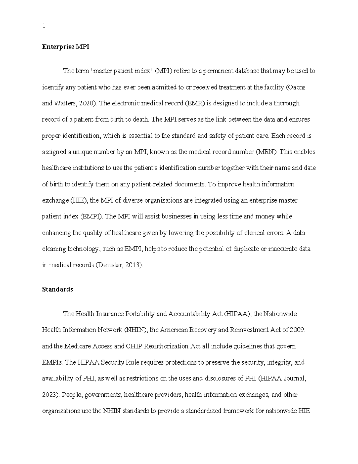 3-1 Journal - Master Patient Indexes - Enterprise MPI The term "master ...