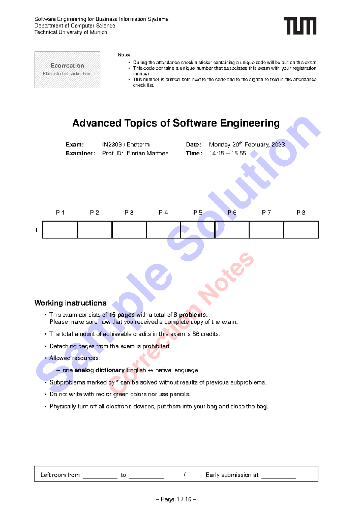 Advanced Topics in Software Engineering 2023 - Sample Solution ...