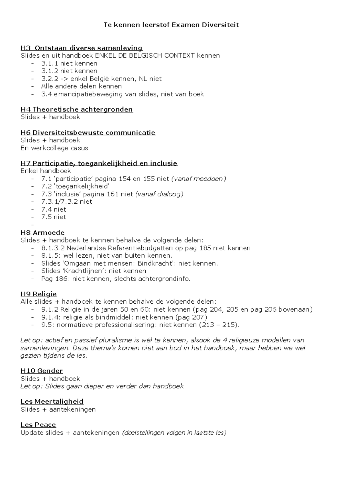 Proef/oefen tentamen, vragen - Te kennen leerstof Examen Diversiteit H3 Ontstaan diverse ...