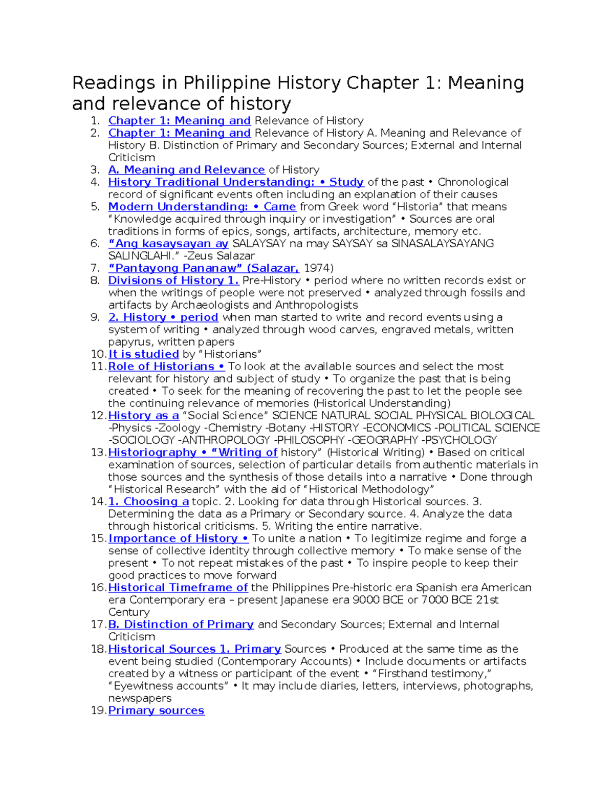 Readings in Philippine History Chapter 1 - Chapter 1: Meaning and ...