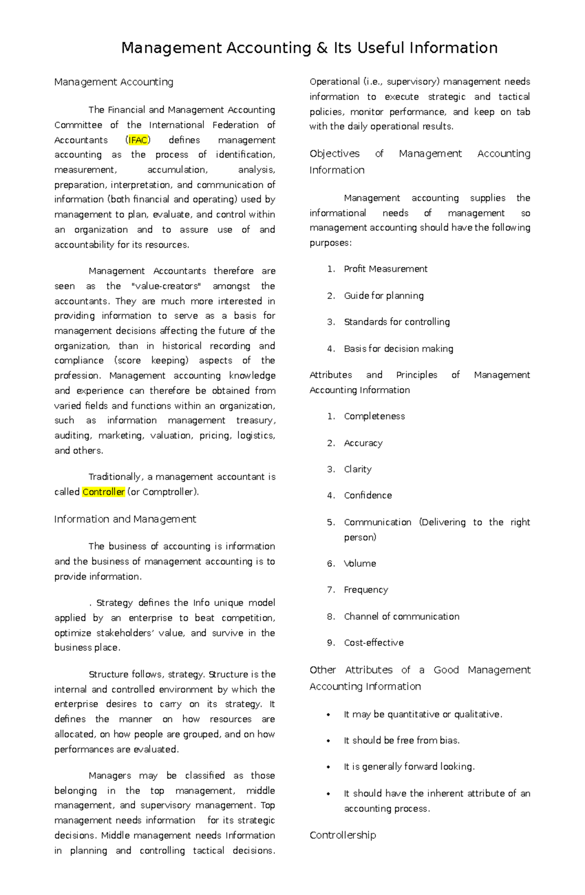 Management Accounting & Its Useful Information - Management Accounting ...