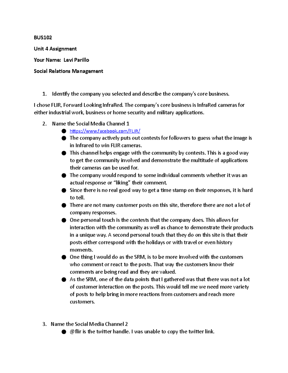 BUS102 U4 SRM - SRM template - BUS102 - ECPI University - Studocu