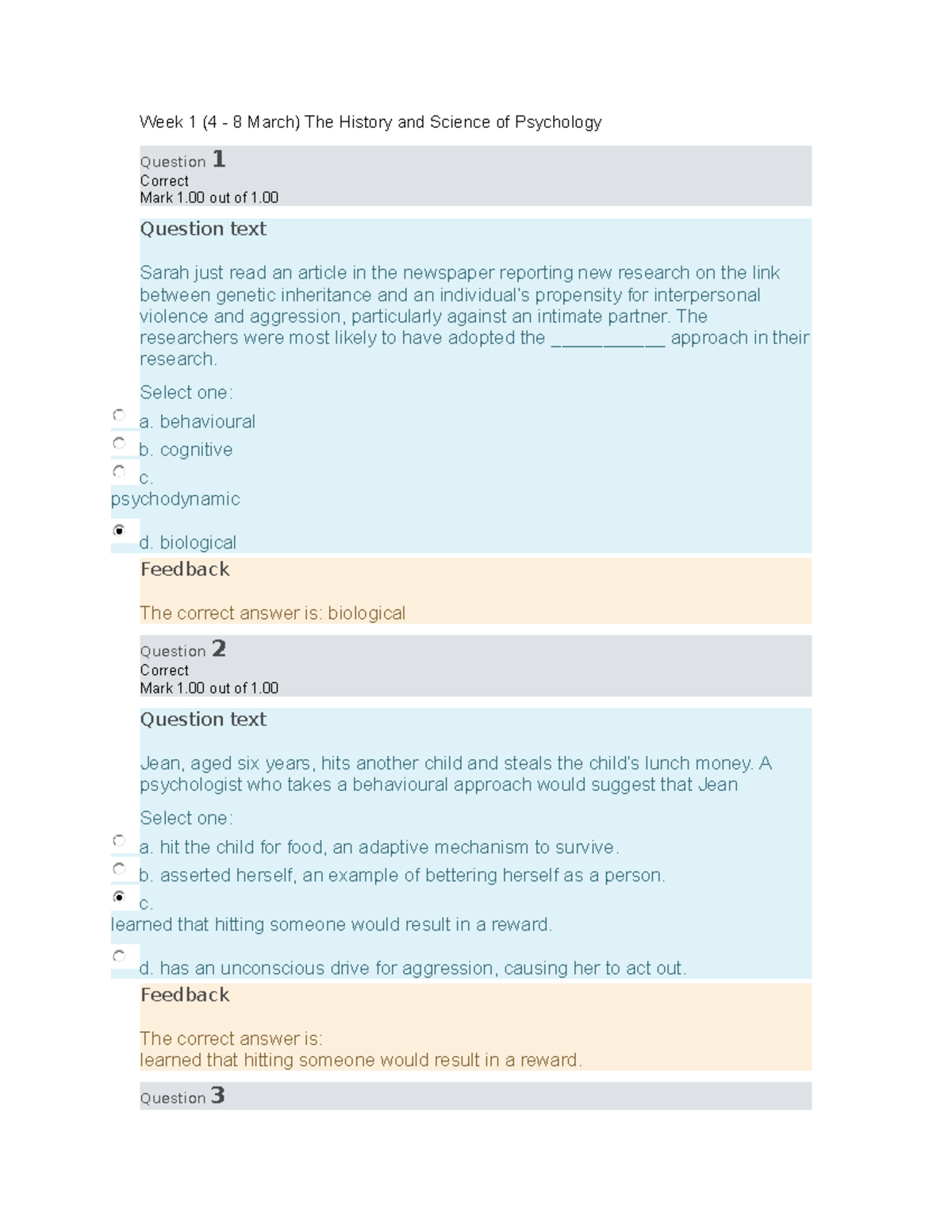 PSY1011 quiz review+practice quiz - Week 1 (4 - 8 March) The History ...