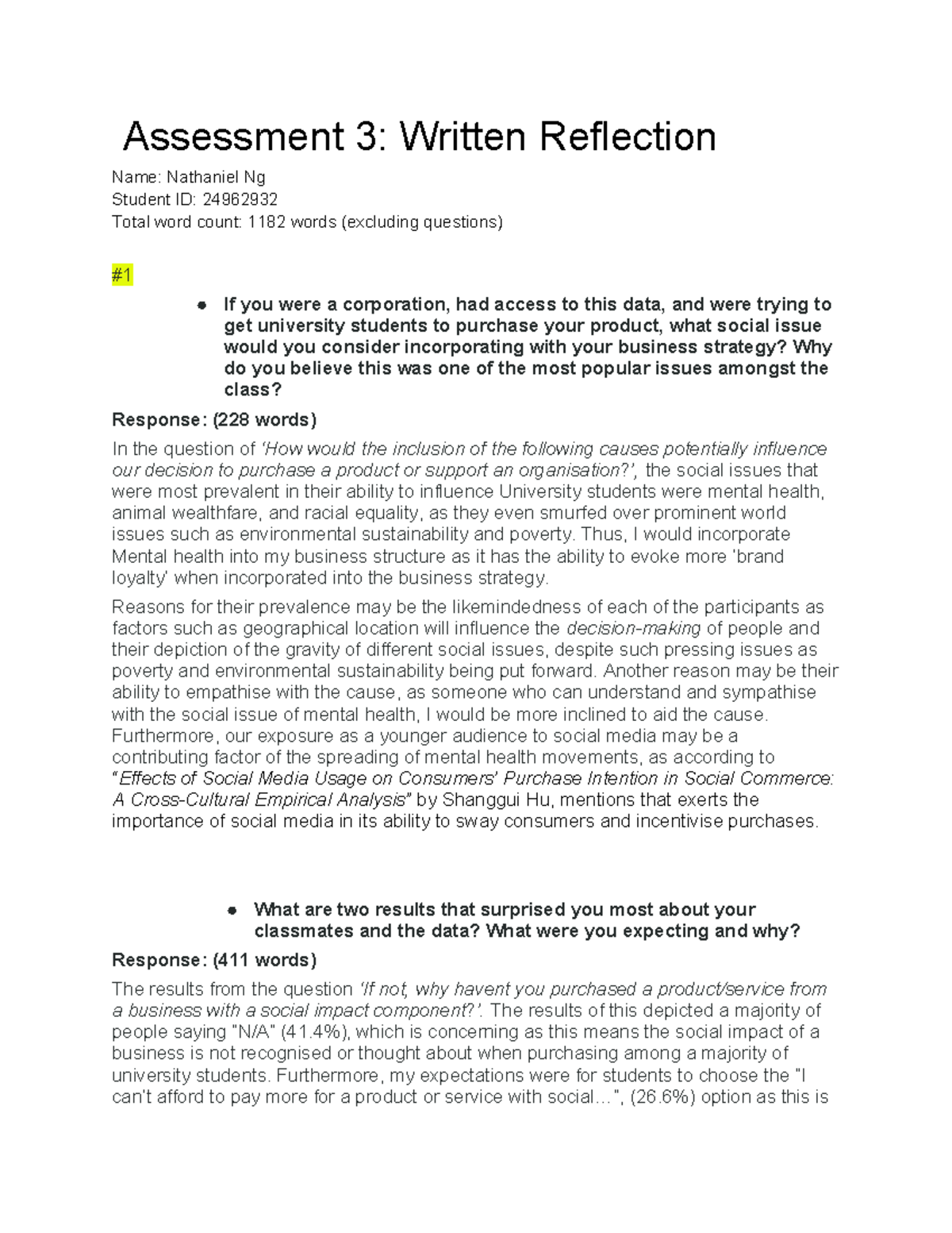 Business and Social Impact Assessment task 3 - Assessment 3: Written ...