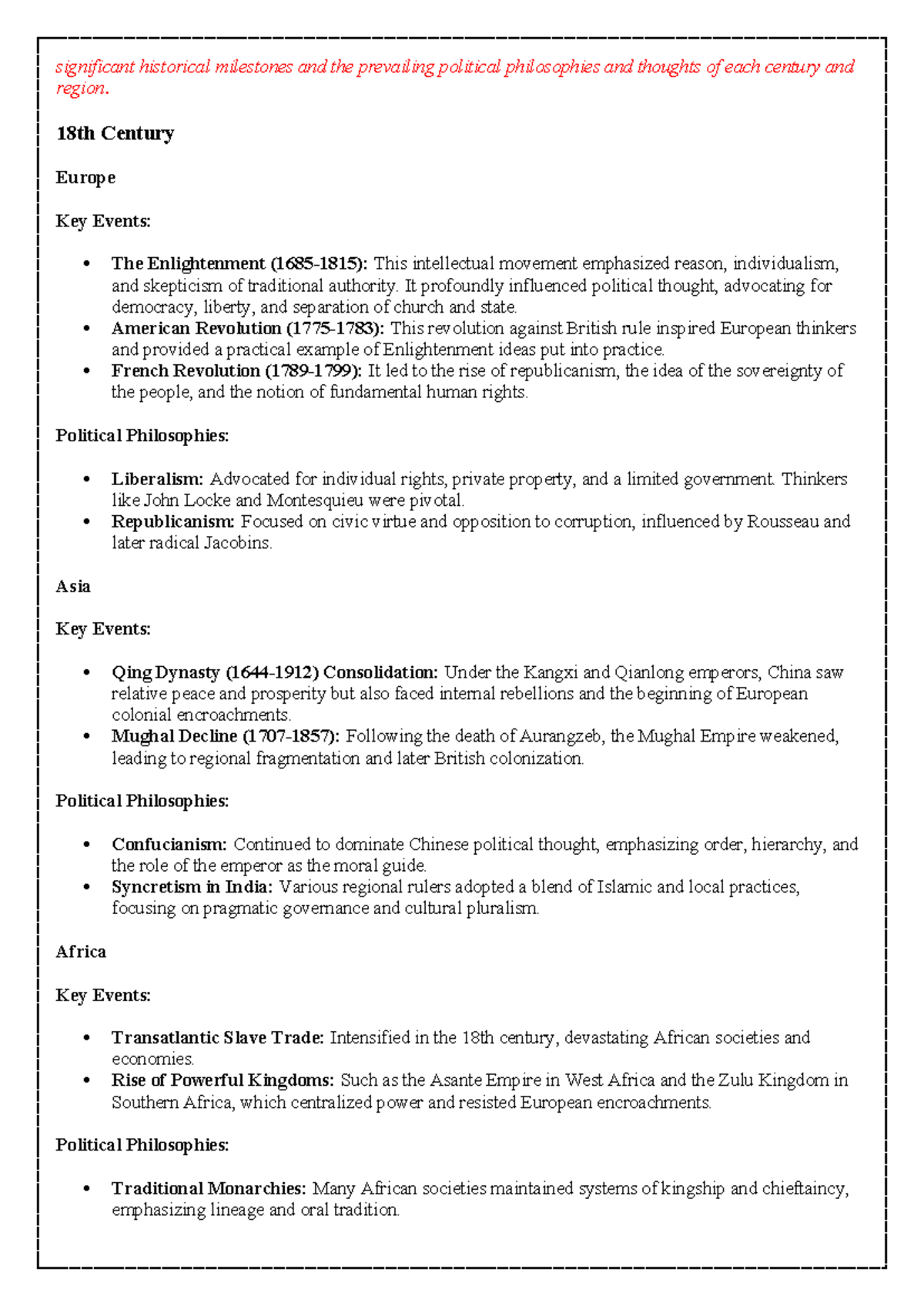 Global pol theory - significant historical milestones and the ...