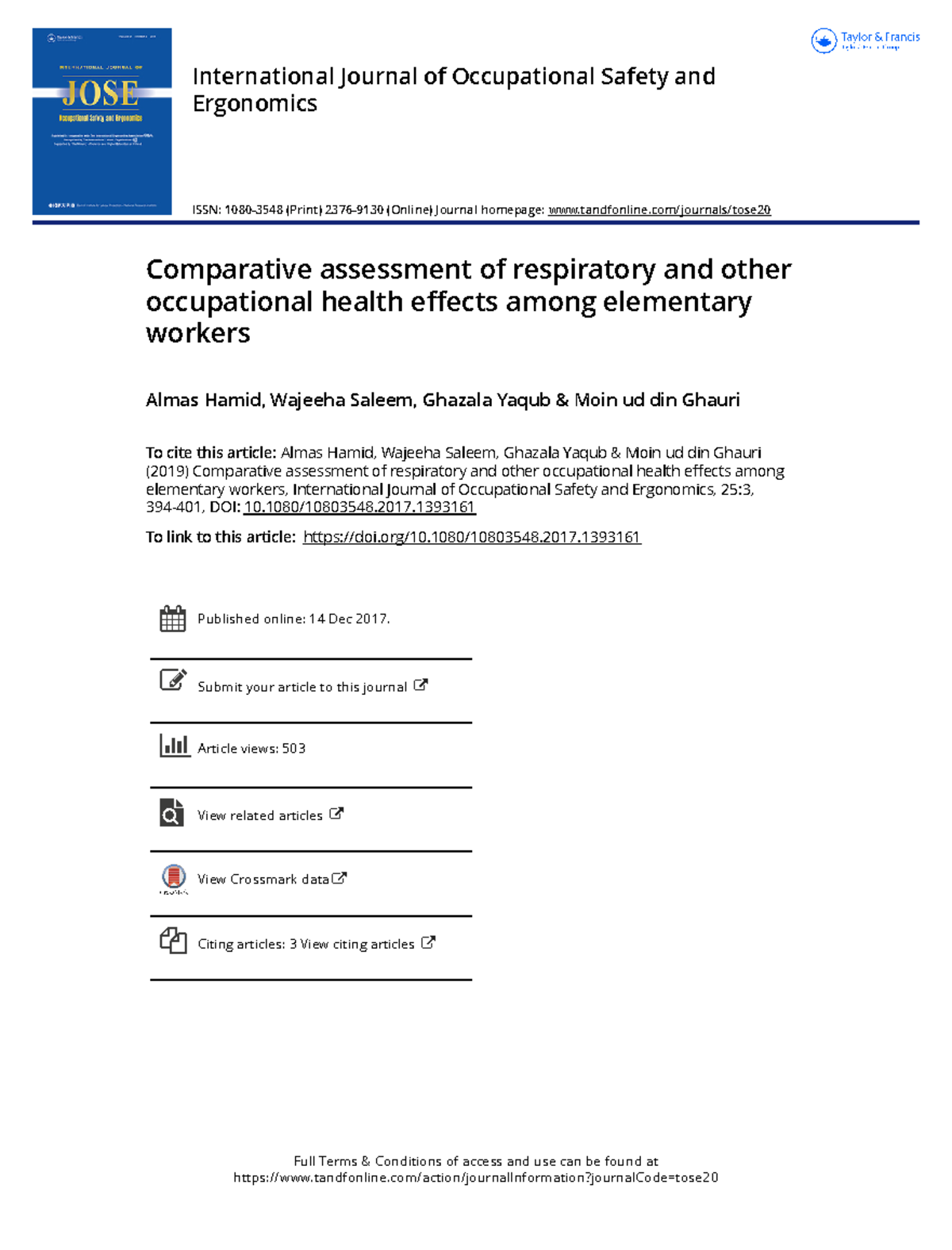 Comparative assessment of respiratory and other occupational health ...