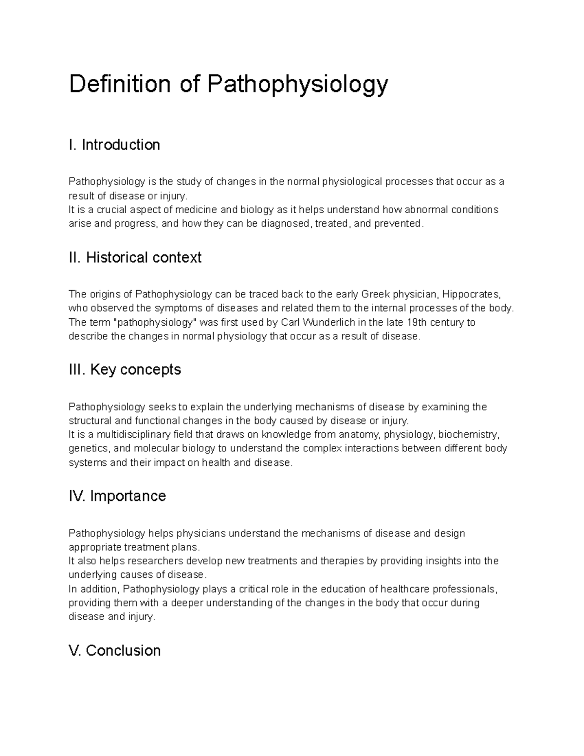 Pathophysiology (NUR 322) Lecture 1 - Definition of Pathophysiology ...