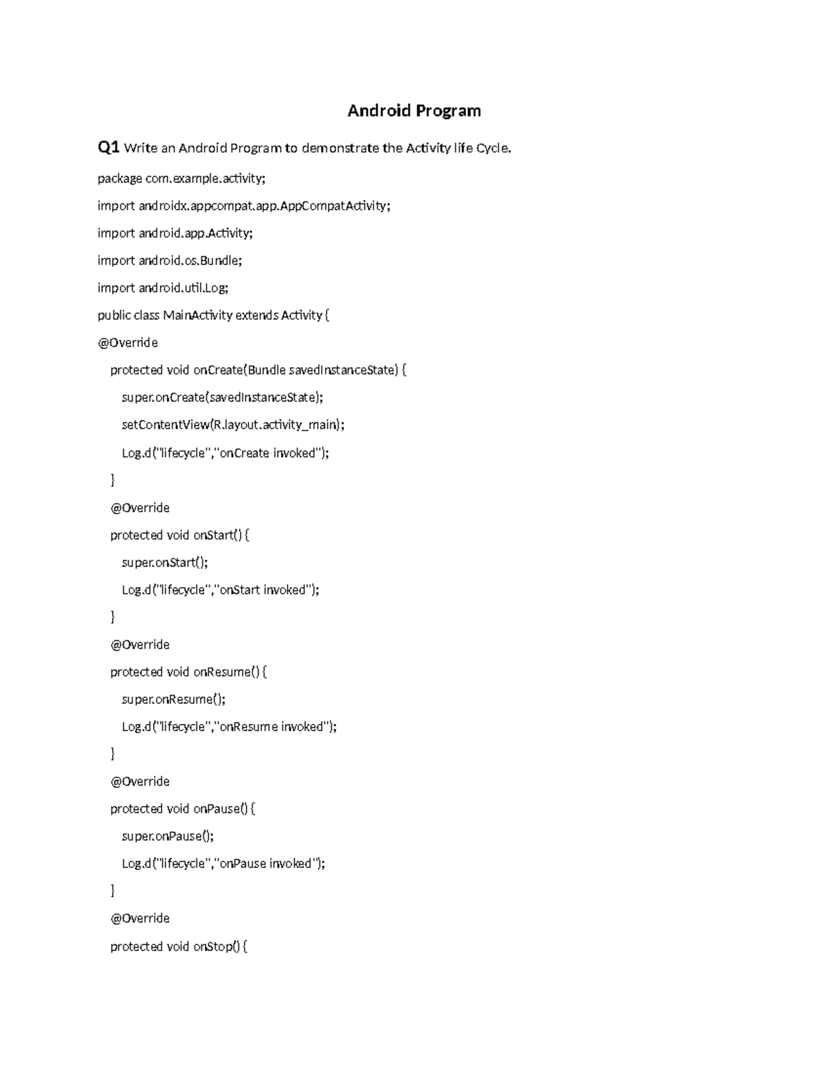 Android Program Package Com Example Import Androidx Appcompat App Import Android App Import