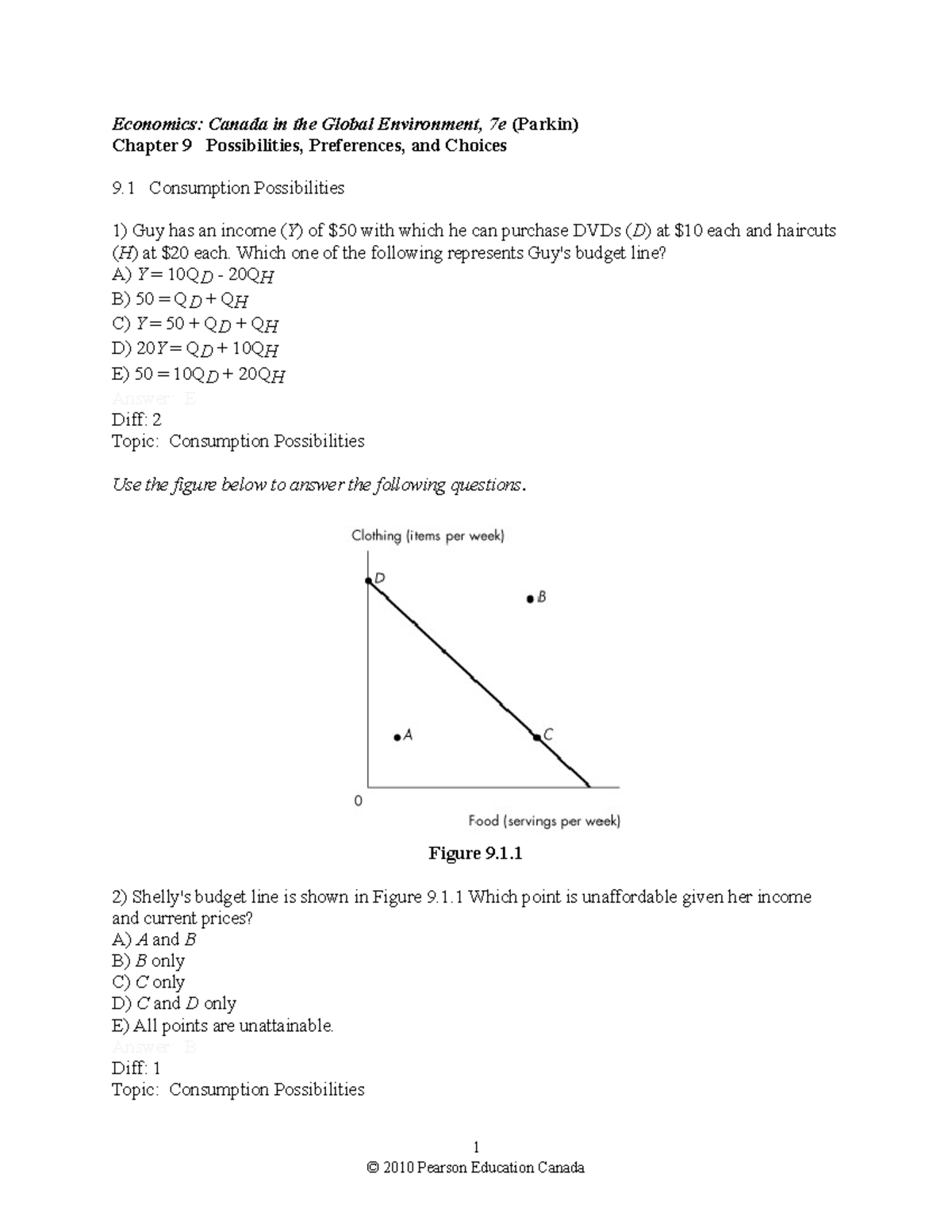 Sample/practice exam 2019, questions and answers - Economics: Canada in ...