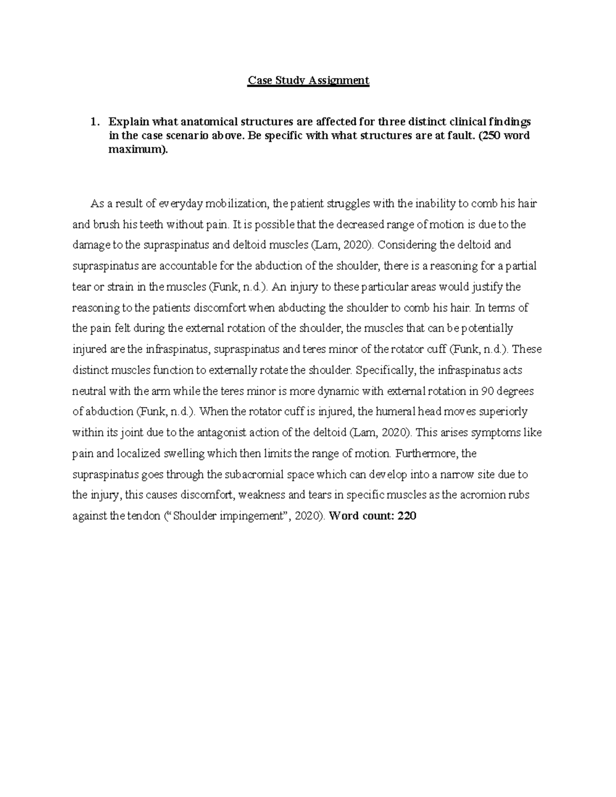 Case Study Assignment - Case Study Assignment Explain what anatomical ...