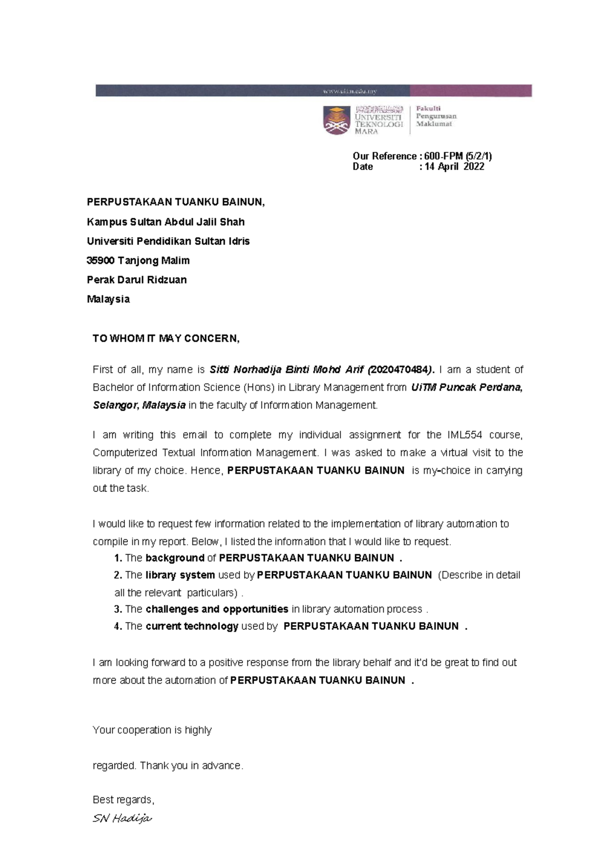 Email FOR UPSI Library - academic virtual visit for individual ...