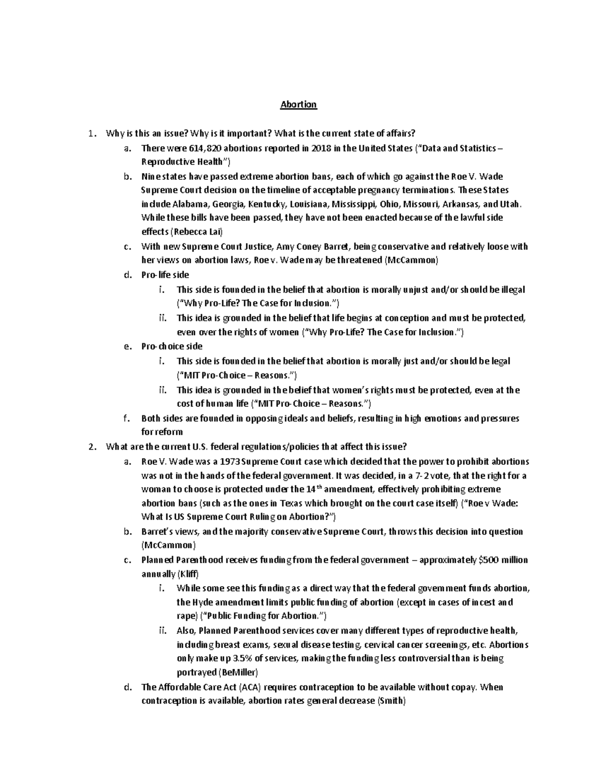 Research Outline Three - Abortion - Abortion 1. Why is this an issue ...
