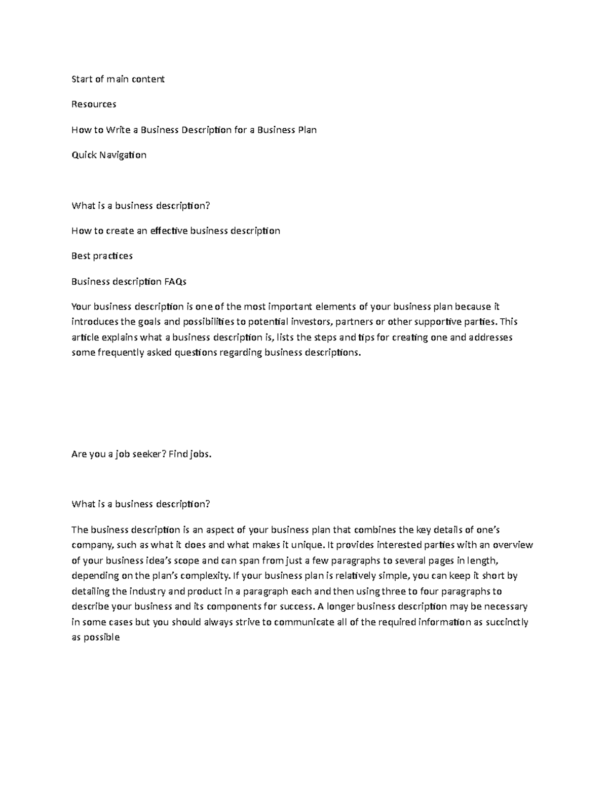 Business plan parts - Start of main content Resources How to Write a ...