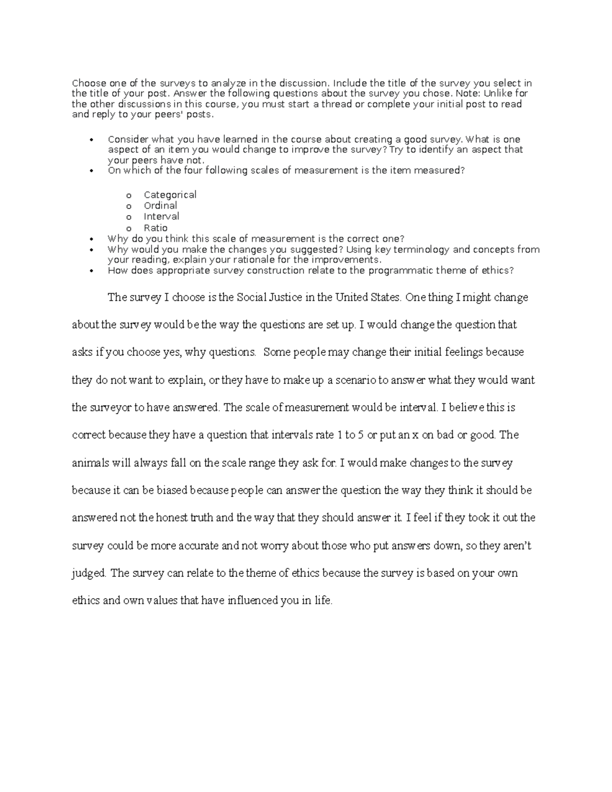 5 2 Assignment Choose One Of The Surveys To Analyze In The