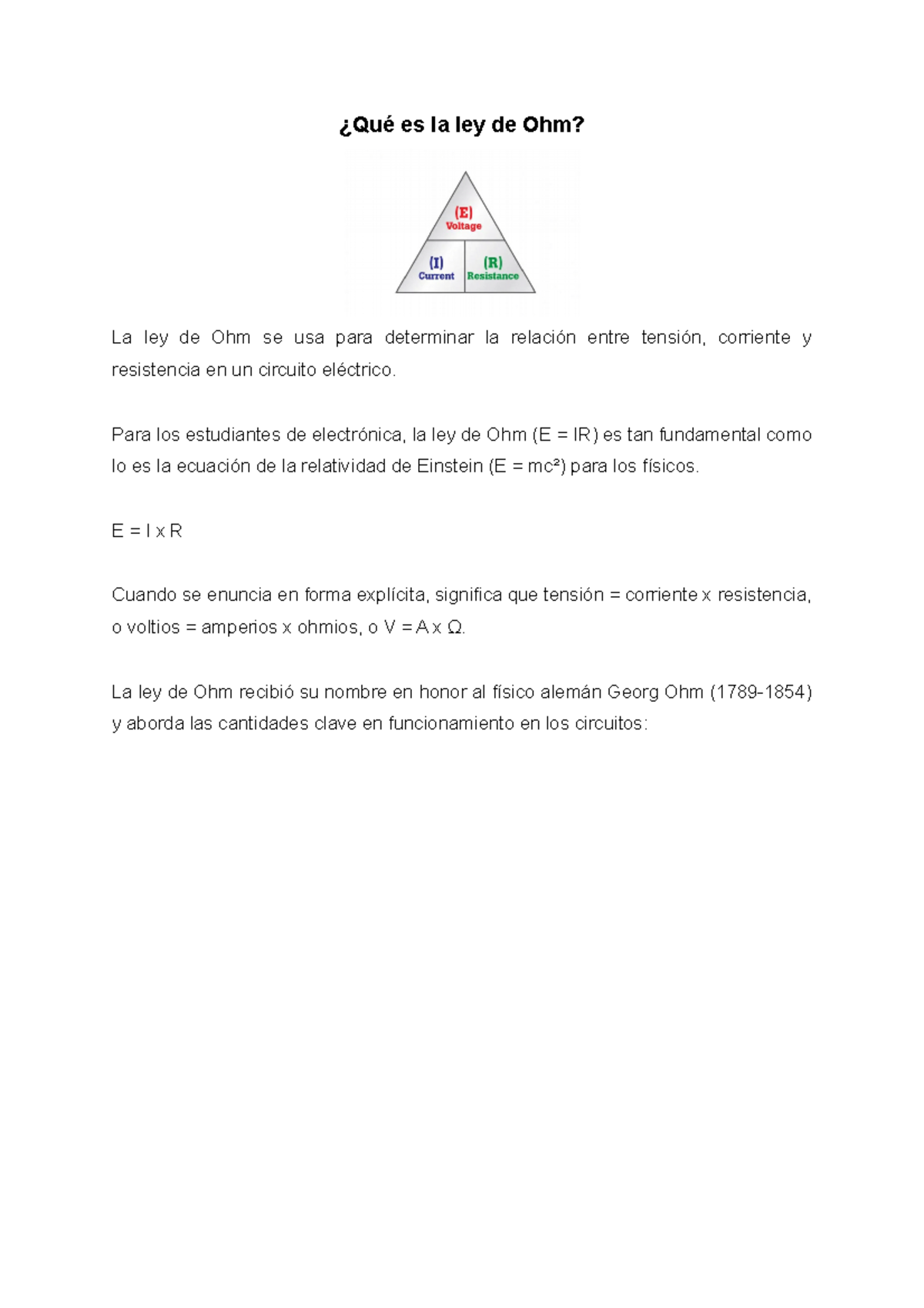 Ley De Ohm Información Completa Acerca De El Tema Para Realizar Un 7665