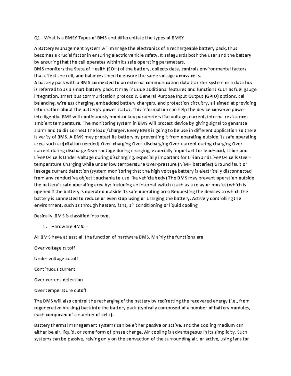 BMS Study Material - Battery Management Systems - Q1. What is a BMS ...