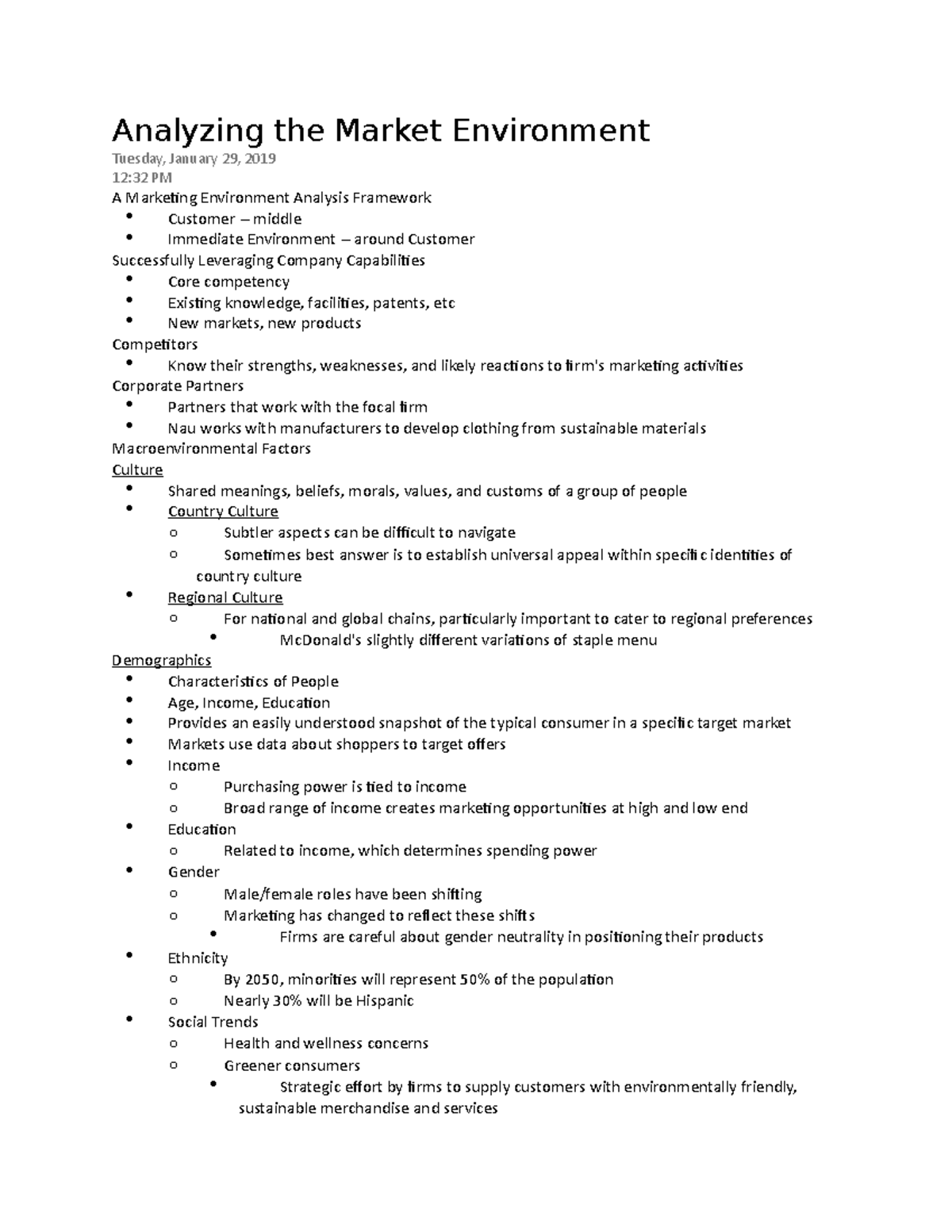 Chapter 5 Notes - Analyzing the Market Environment Tuesday, January 29 ...