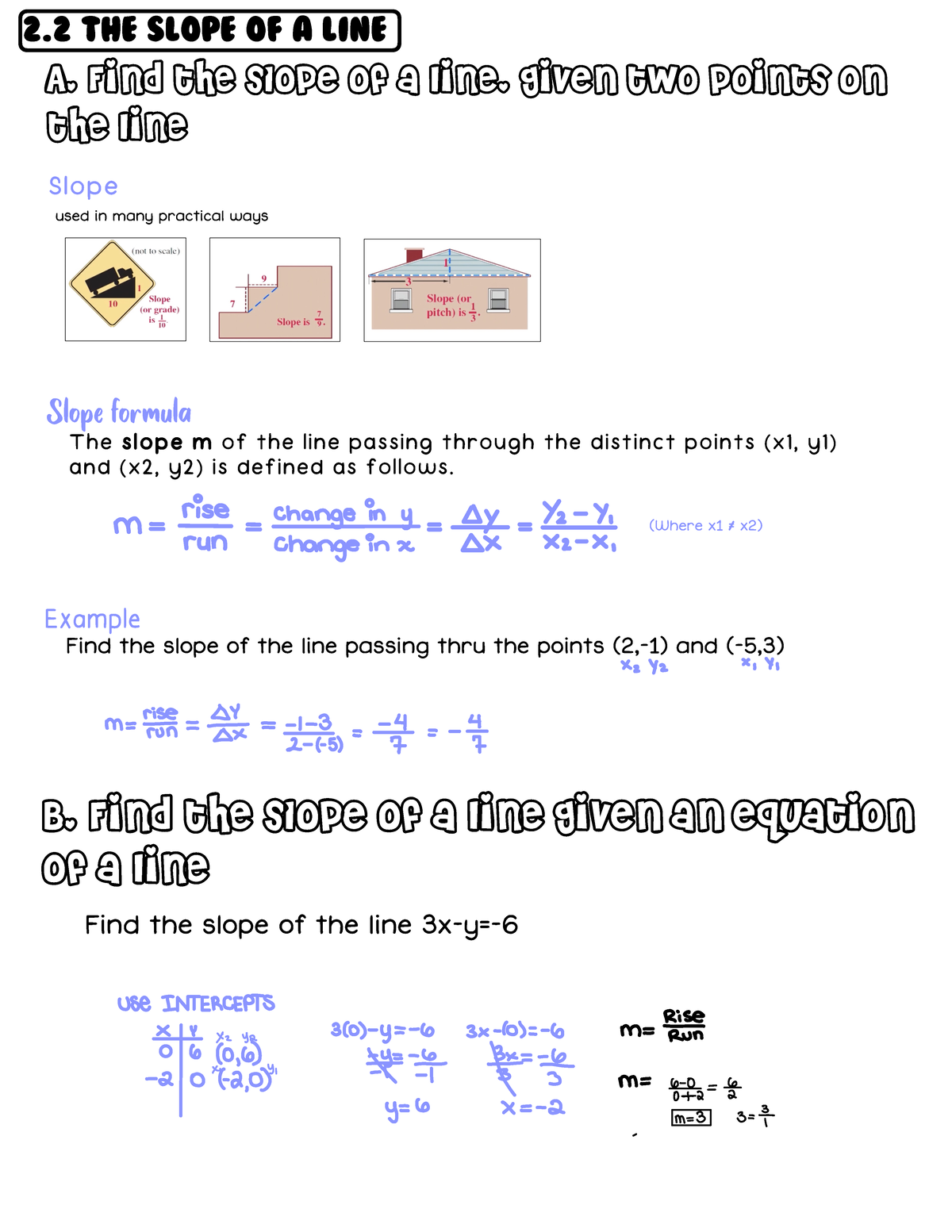 Math 108 - These are lecture notes of 2.1-2.5 - 2 The slope of a line ...
