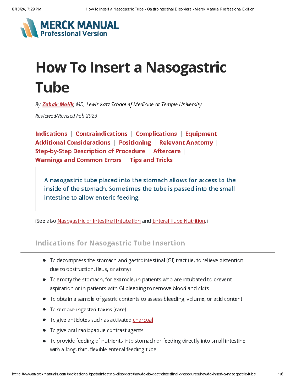 How To Insert a Nasogastric Tube - Gastrointestinal Disorders - Merck ...