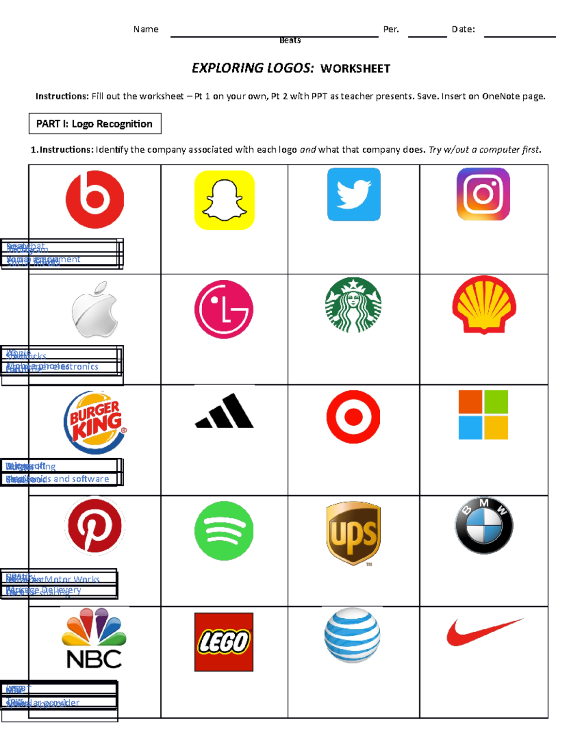 1 Logo explore WS Mod for distance learning - Beats EXPLORING LOGOS ...