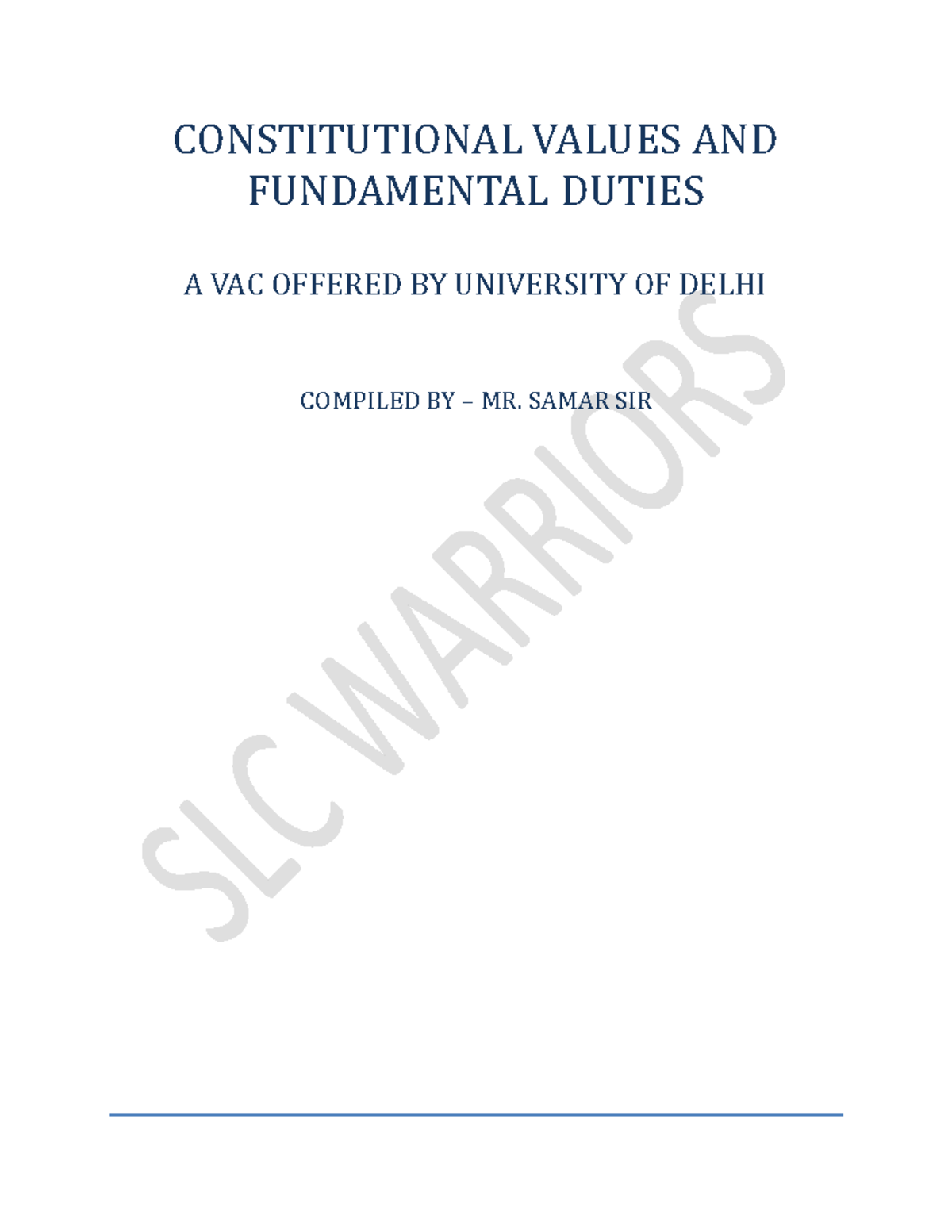 Constitutional Values AND Fundamental Duties slc warriors ...