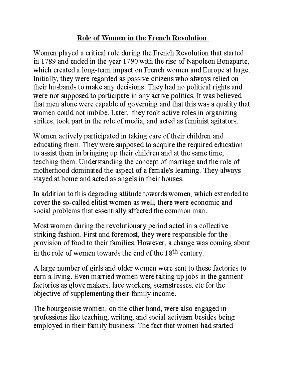 Role of women in French Revolution - Role of Women in the French ...