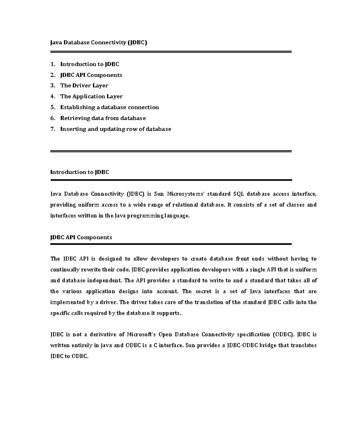 Java Database Connectivity (JDBC) - Java Programming - UoK - Studocu