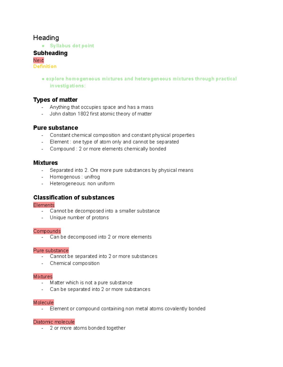 Module 1 notes for chem - Heading Syllabus dot point Subheading Next ...