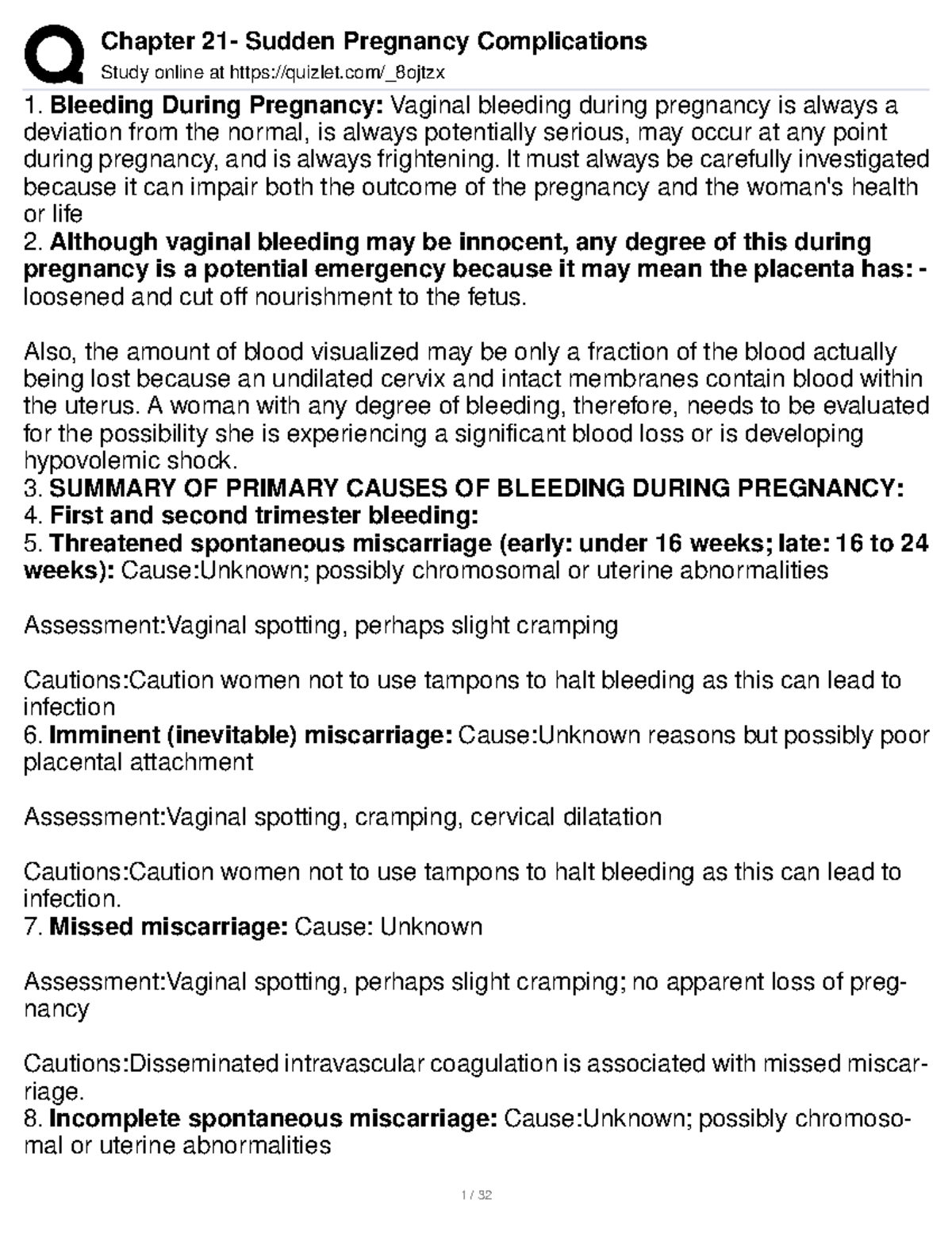 CHapter 21- glossary 2 - OBOB nursing 2308 - Study online at quizlet ...