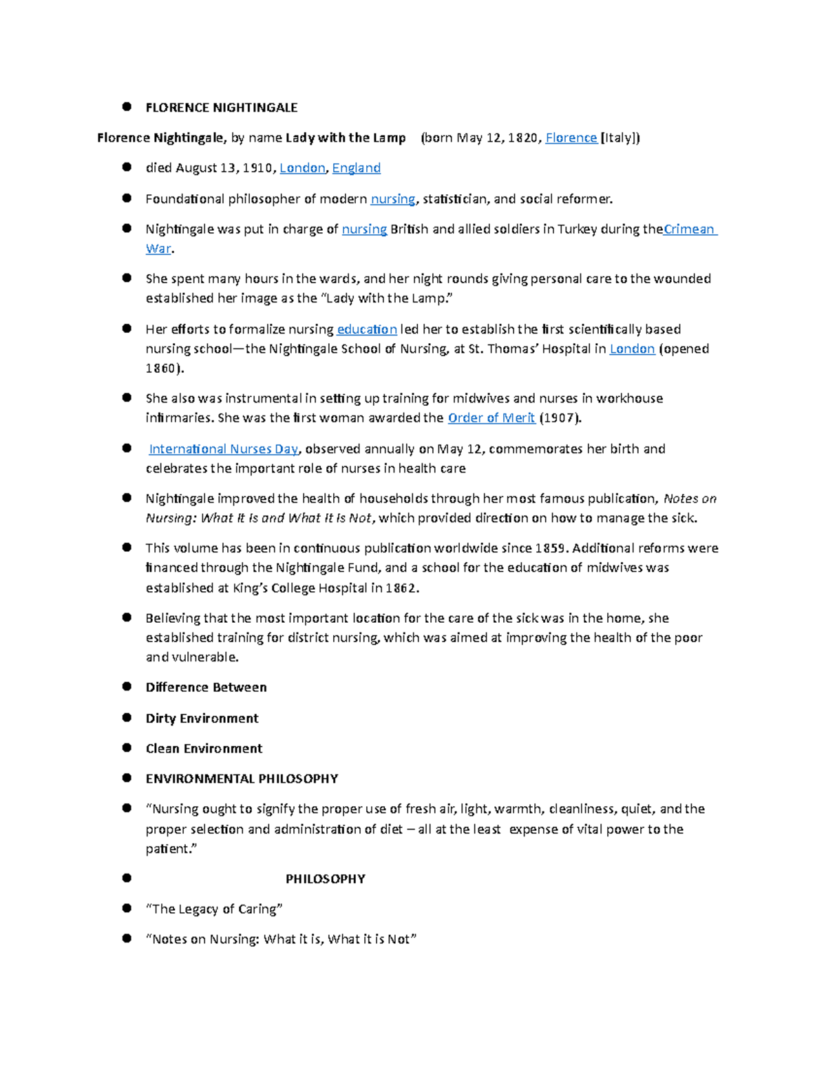 Florence Nightingale 2019 students copy - FLORENCE NIGHTINGALE Florence ...