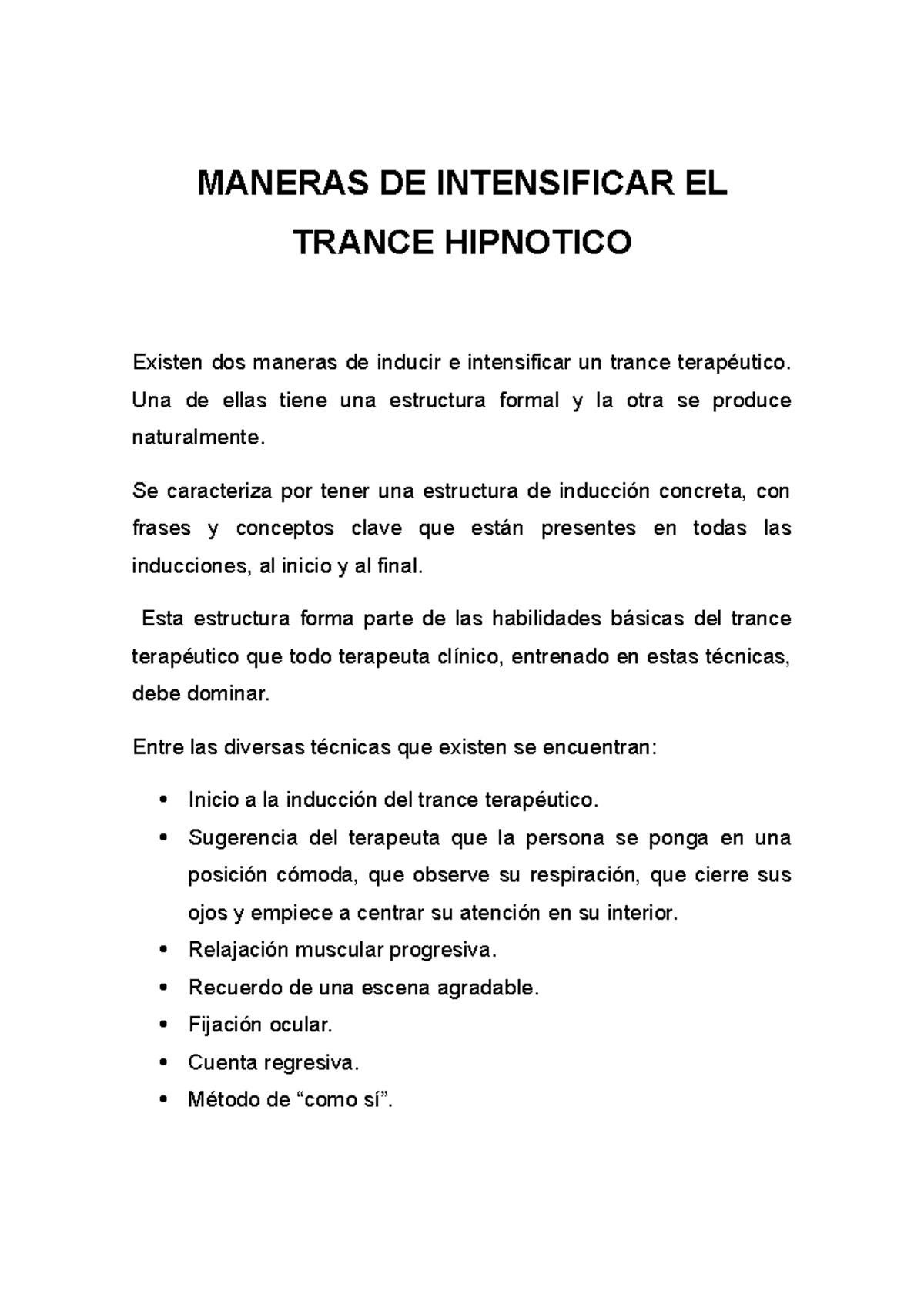 Maneras DE Intensificar EL Trance Hipnotico - MANERAS DE INTENSIFICAR ...
