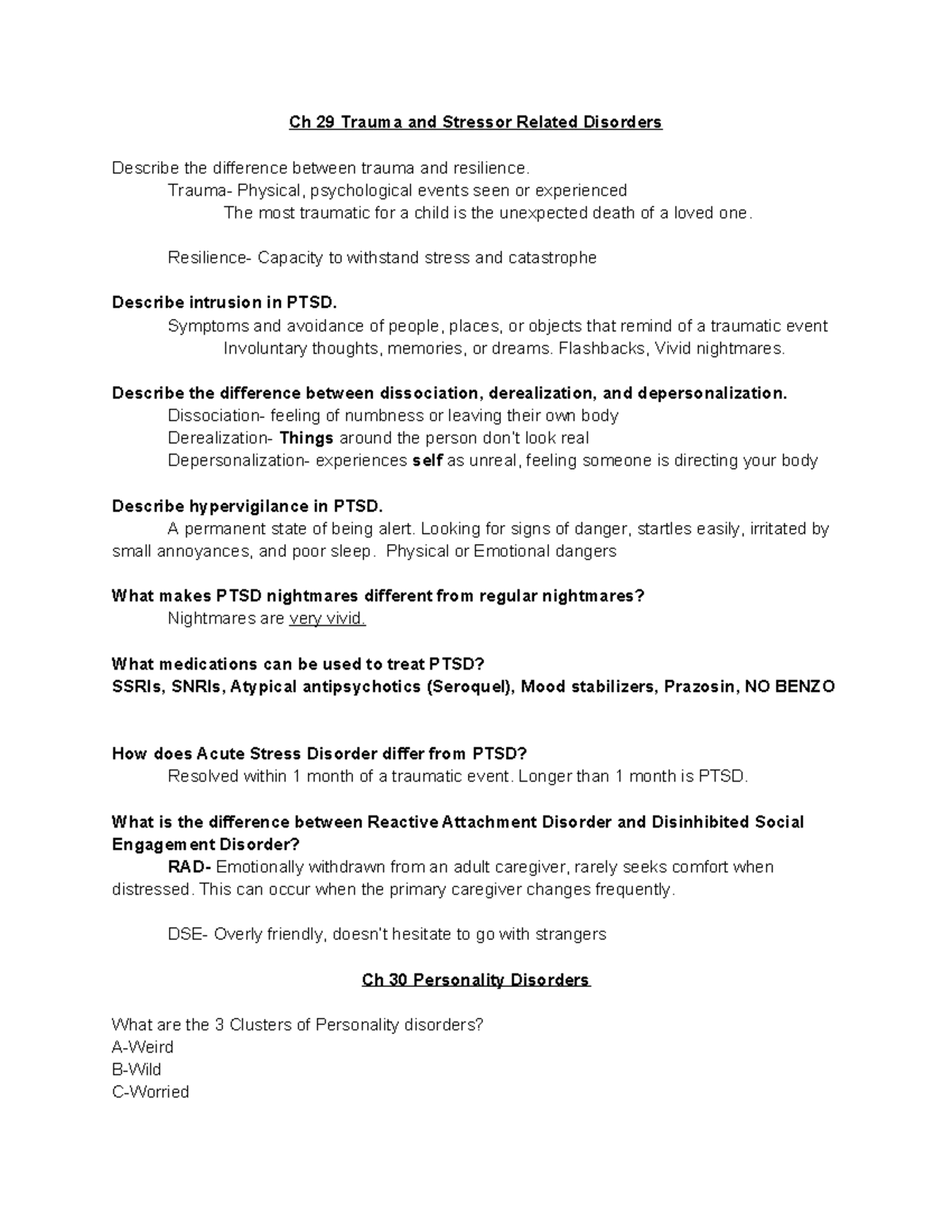 PTSD and Personality Disorders - Ch 29 Trauma and Stressor Related ...