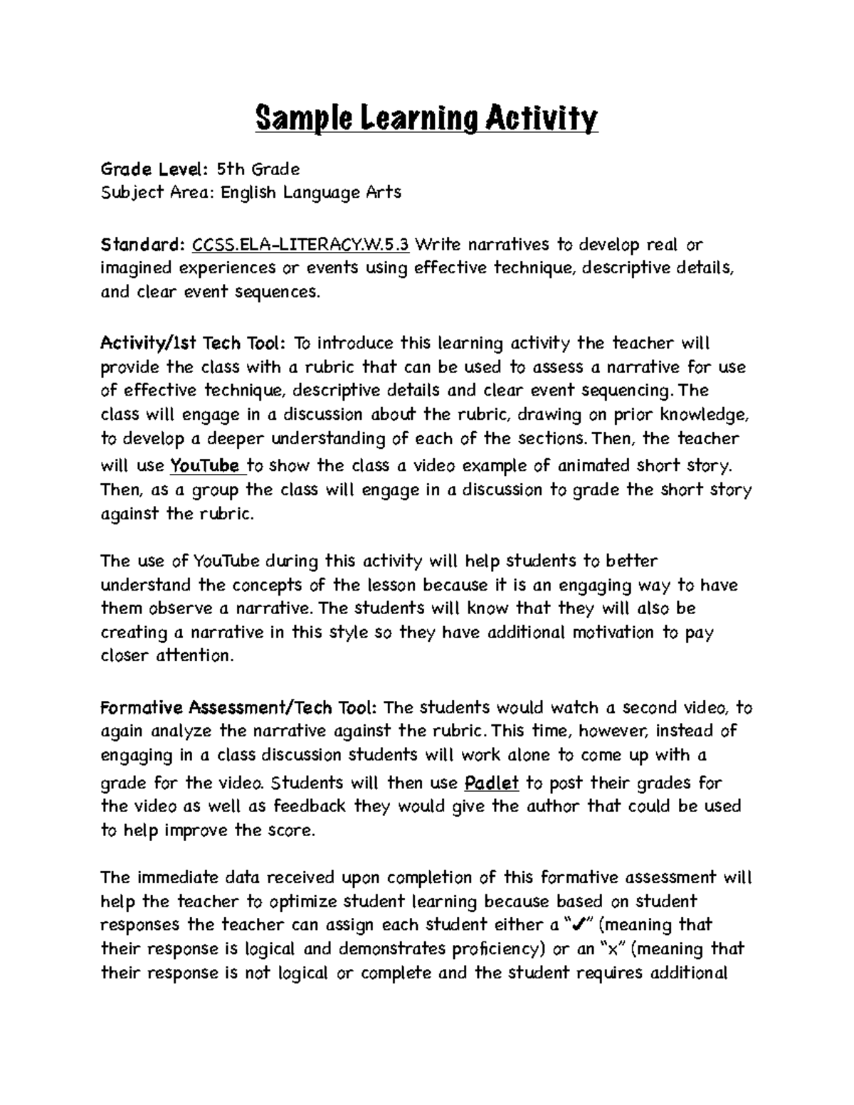 Sample Learning D173 - completed and passed - Sample Learning Activity ...