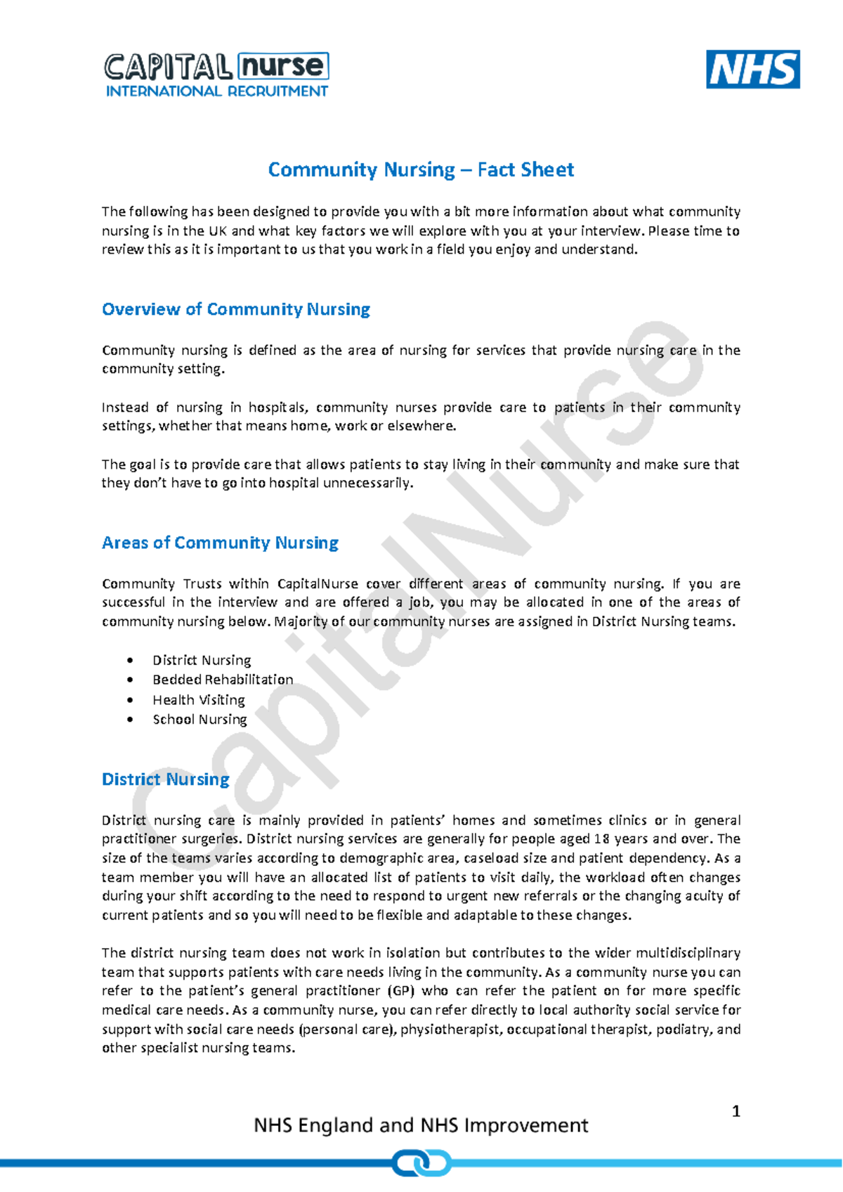 Community Nursing Fact Sheet v.2 - Community Nursing – Fact Sheet The ...