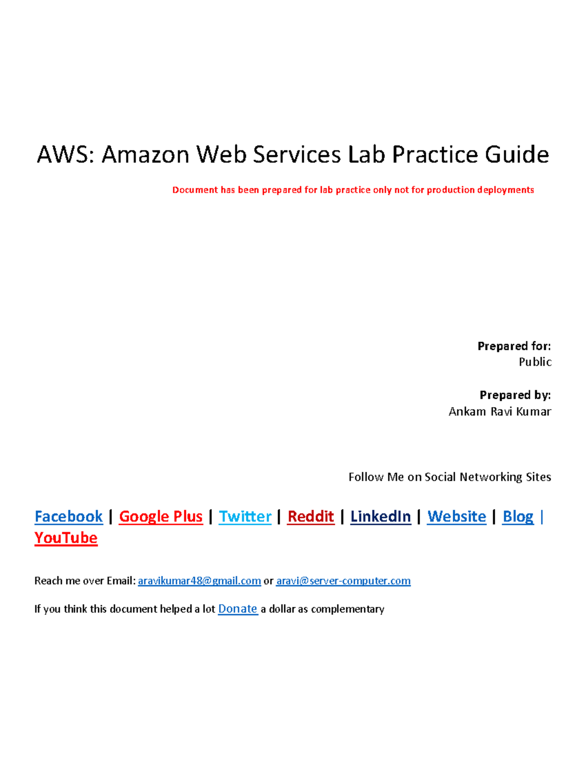 Aws Lab Practice Guide By Aws Amazon Web Services Lab Practice Guide Document Has Been