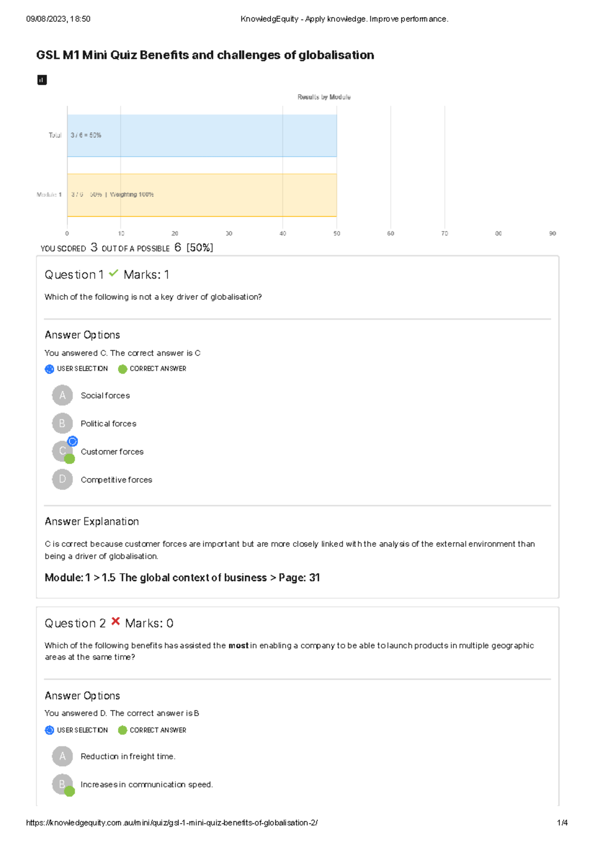 Mini5 globalisation - GSL - GSL M1 Mini Quiz Benefits and challenges of ...