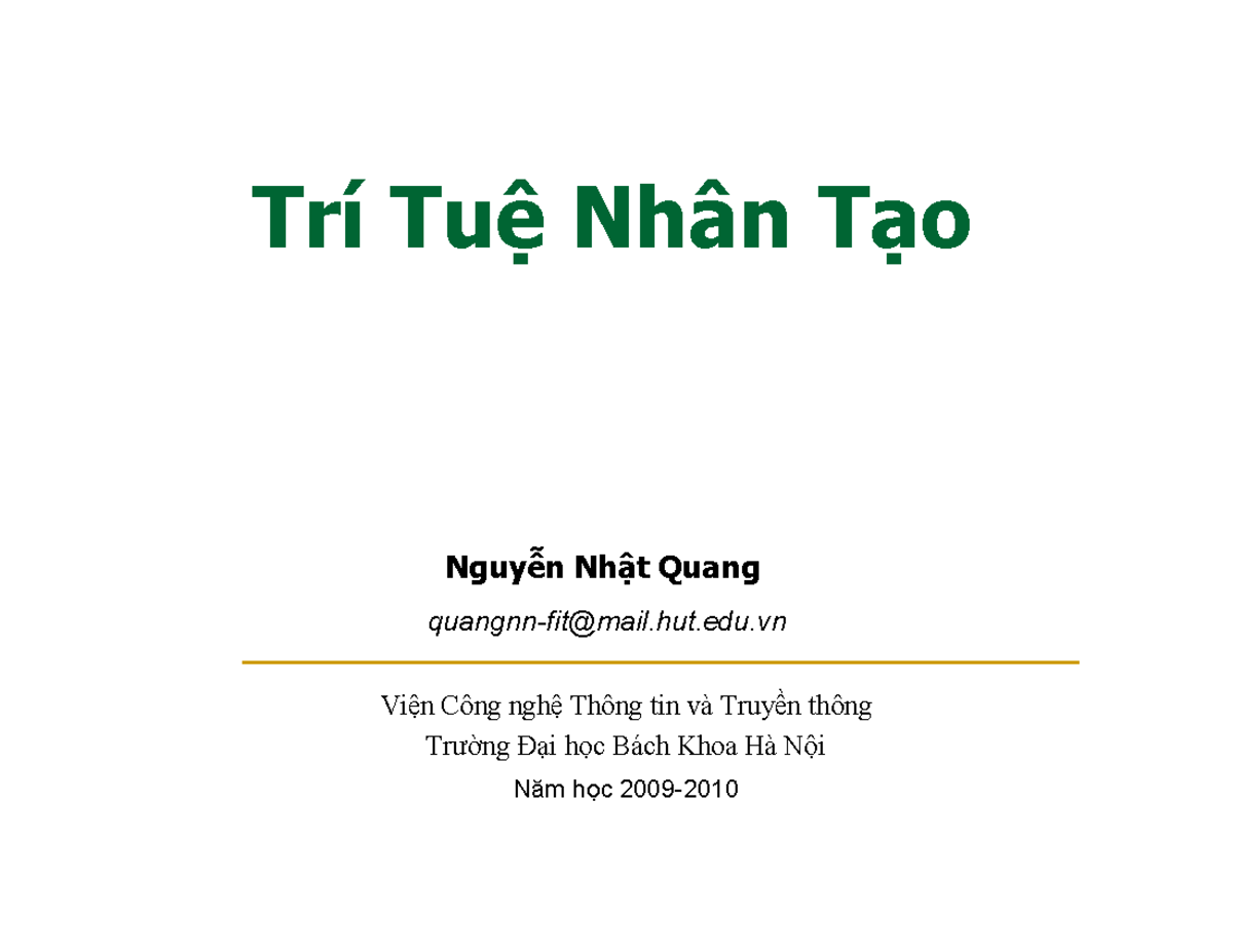 Chuong 5 thoa man rang buoc - Trí Tu ệ Nhân T ạ o Nguy ễ n Nh ậ t Quang quangnn-fit@mail.hut.edu ...