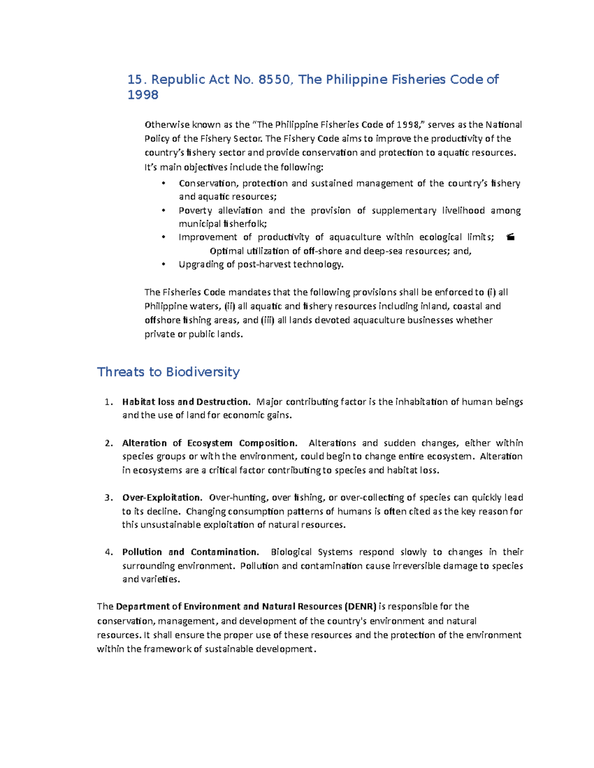 Environmental Science. Module 7 - 15. Republic Act No. 8550, The ...