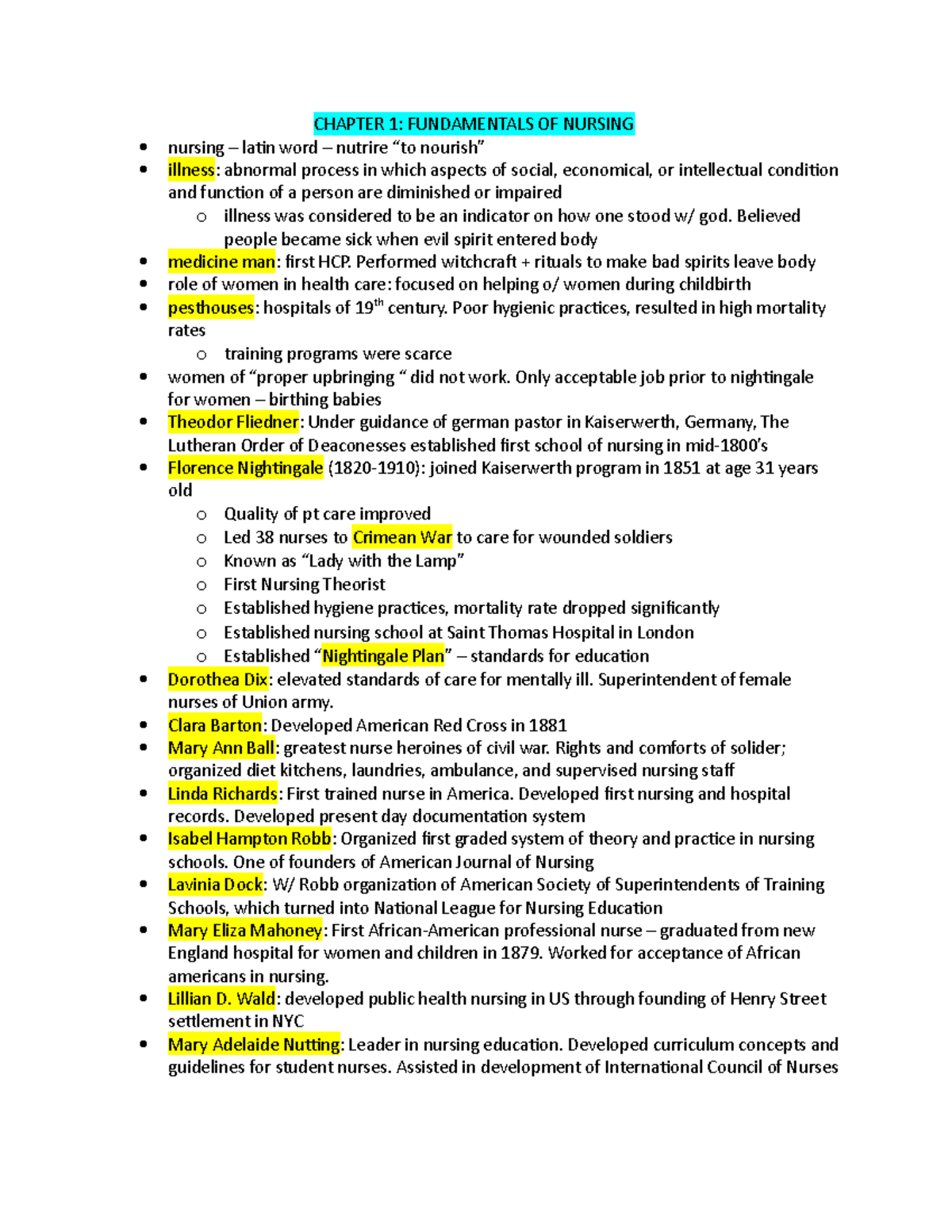 CH. 1 - Fundamentals of Nursing Key Terms - CHAPTER 1: FUNDAMENTALS OF ...