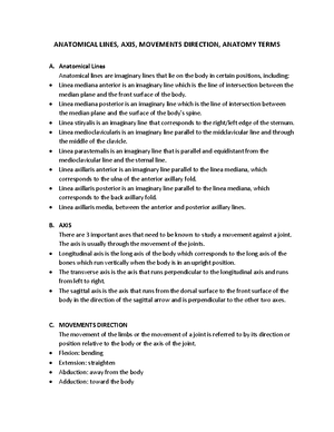 Anatomical Lines, Axis, Movements Direction, Anatomy Terms - ANATOMICAL ...