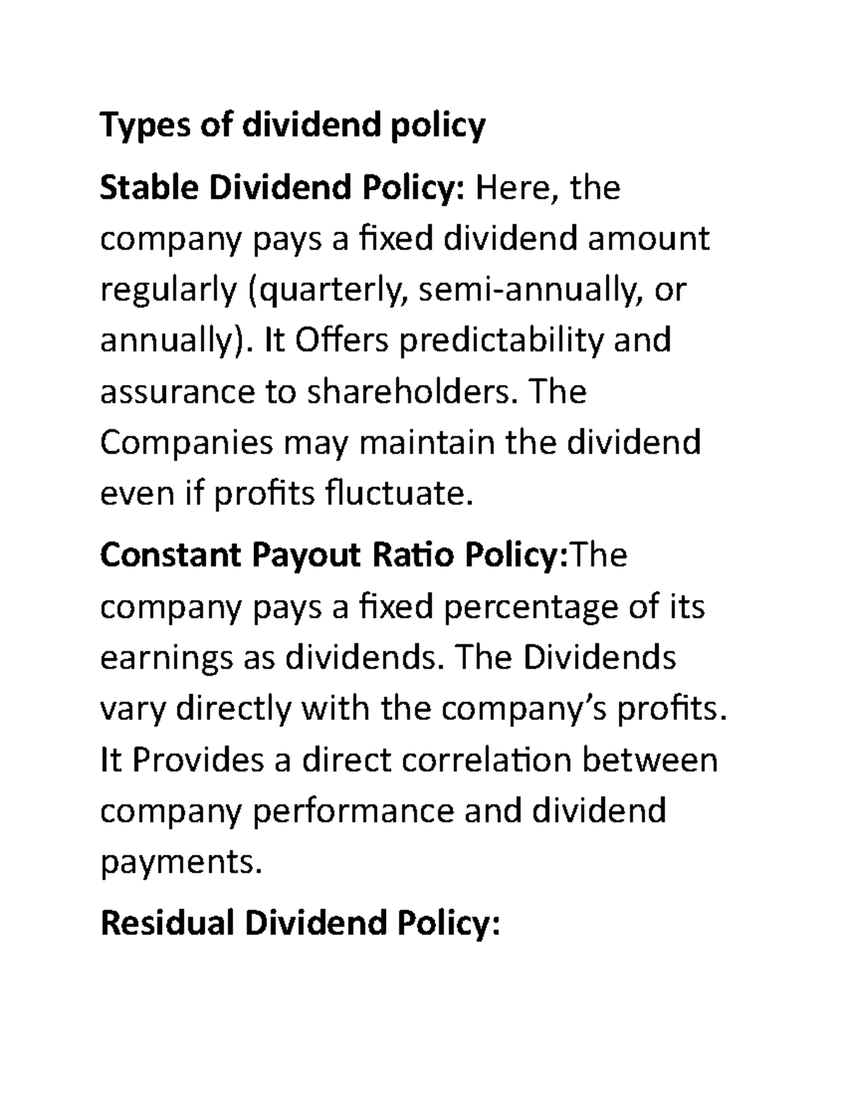 Sandesh - Types of dividend policy Stable Dividend Policy: Here, the ...