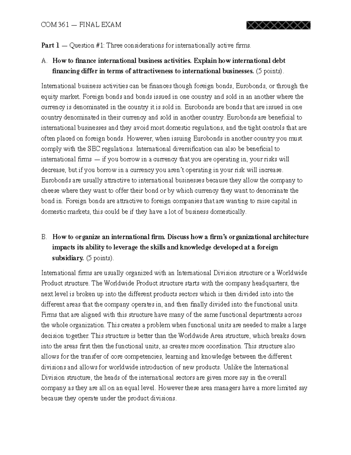 Zoe Mak 361 Final Exam - COM 361 — FINAL EXAM Part 1 — Question #1 ...